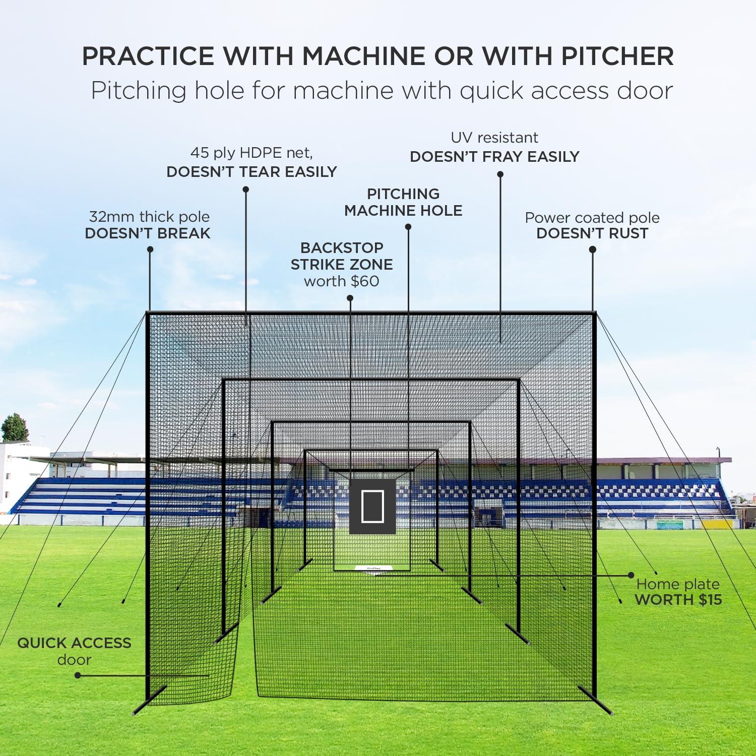 Snapklik.com : Baseball Batting Cage Net Batting Cages For Backyard ...