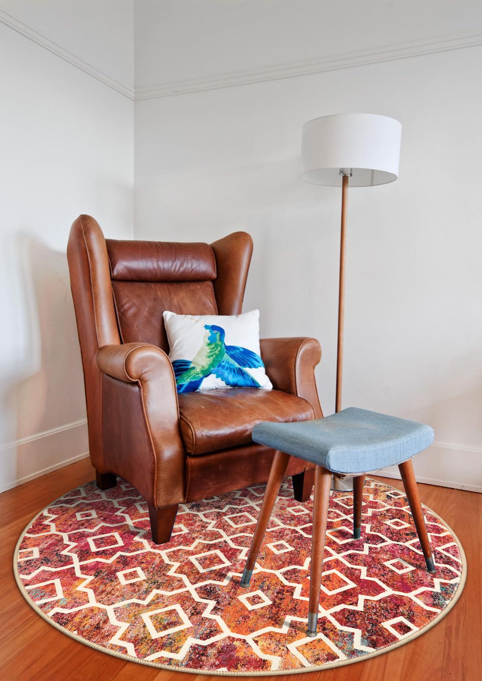 Wonnitar Moroccan Round Area Rug 4ft,Washable Colorful Small Circle ...