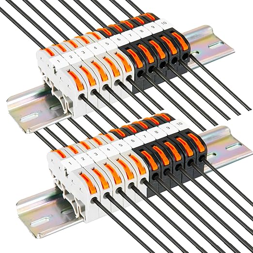 DIN Rail Terminal Blocks Kit, with 20pcs Universal Compact Connectors ...