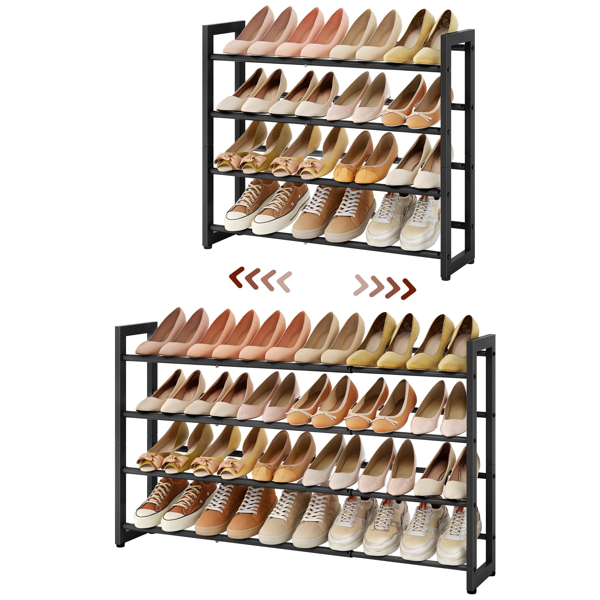 Amazon.com: FAVOOSTY 4-Tier Expandable Shoe Rack, Adjustable Shoe Shelf ...