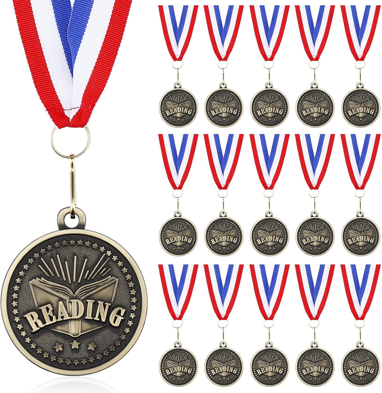 Amazon.com: Loetere Reading Book Medals 2'' Gold Reading Award Medals ...
