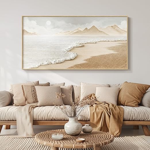 Amazon.com: Framed Boho Abstract Beach Wall Art for Living Room ...