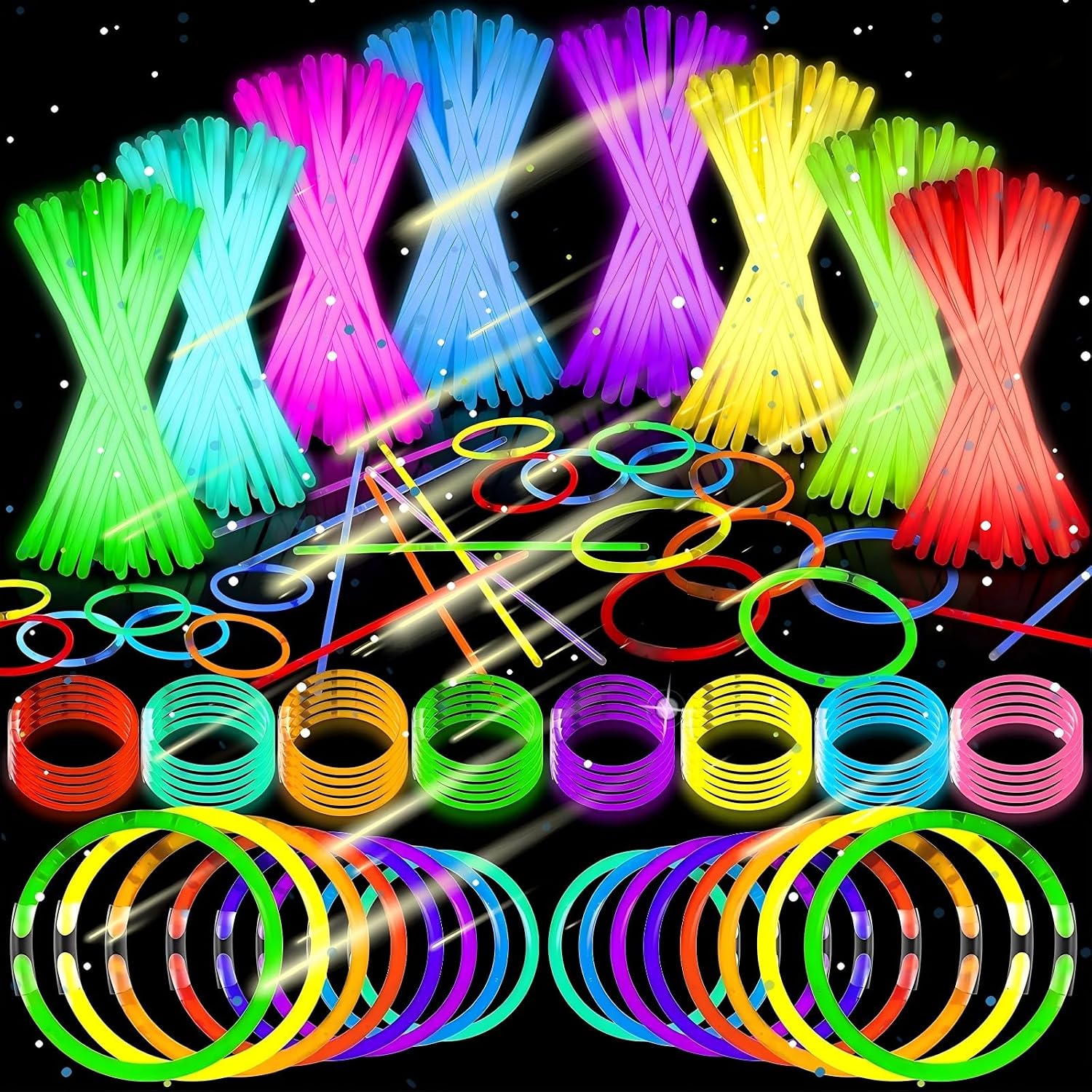 100 Pcs Glow Sticks Bulk 8" Glowsticks, 100pcs Glow Sticks with 100pcs ...