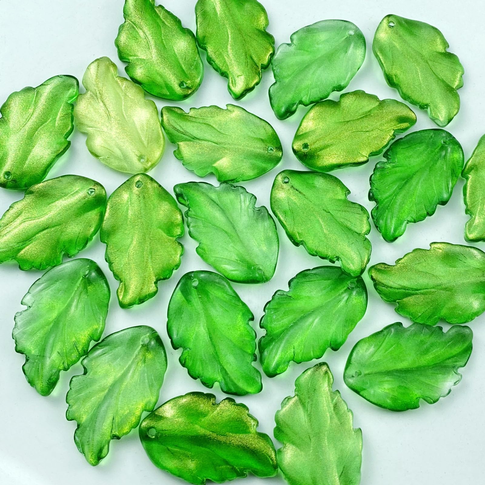 Amazon.com: Jmassyang 30 Pieces Leaf Shape Crystal Glass Spacer Beads ...