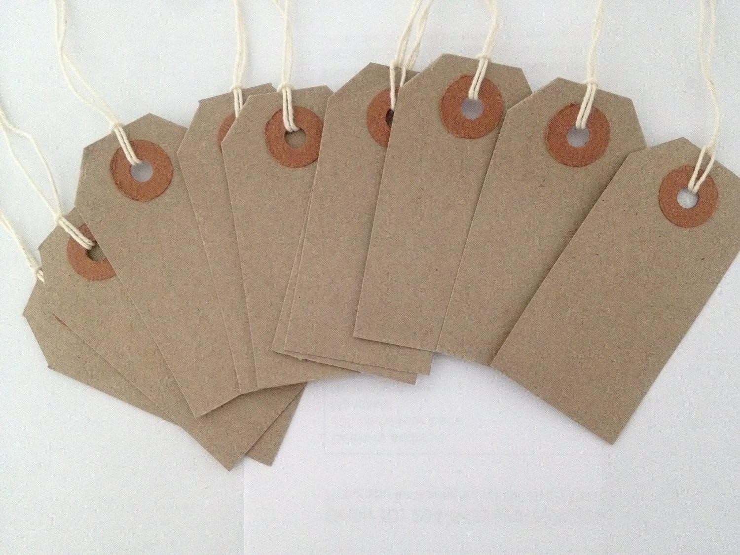 50 Small Brown/Buff (Manilla) Strung 70x35mm Tag/Tie On Luggage Labels ...