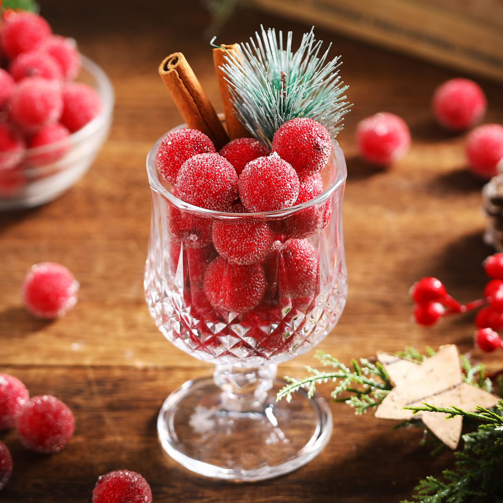 Amazon.com: Solsew 100 Pcs Christmas Artificial Frosted Cranberry Vase ...