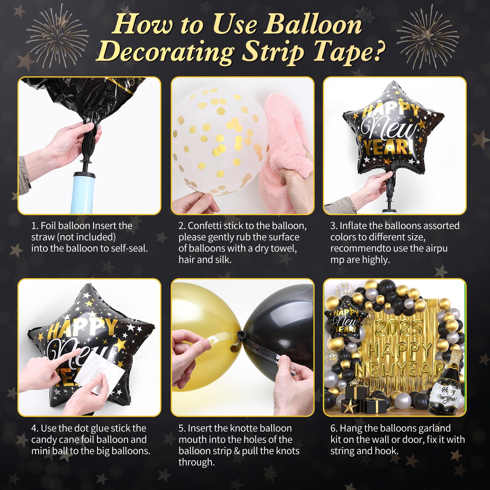 Snapklik.com : Nye Decorations 2025, Black And Gold Balloons 2025 ...