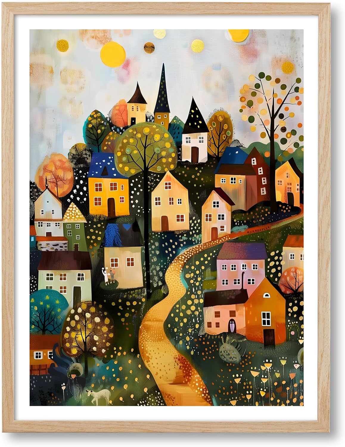 Amazon.com: HesenDot Gustav Klimt Style Framed Wall Art,12x16in Moon ...