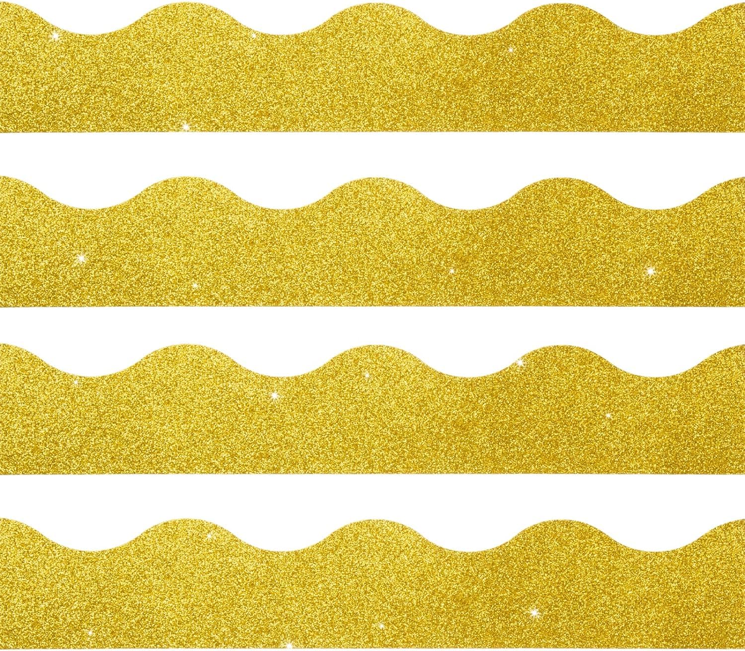 Amazon.com: 160.6 Feet Christmas Bulletin Board Borders Gold Glitter ...