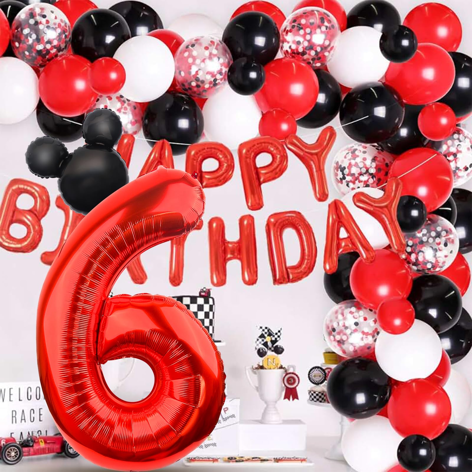 Snapklik.com : LEBERY Mouse Number 6 Balloon 40 Inch Red Number 6 ...