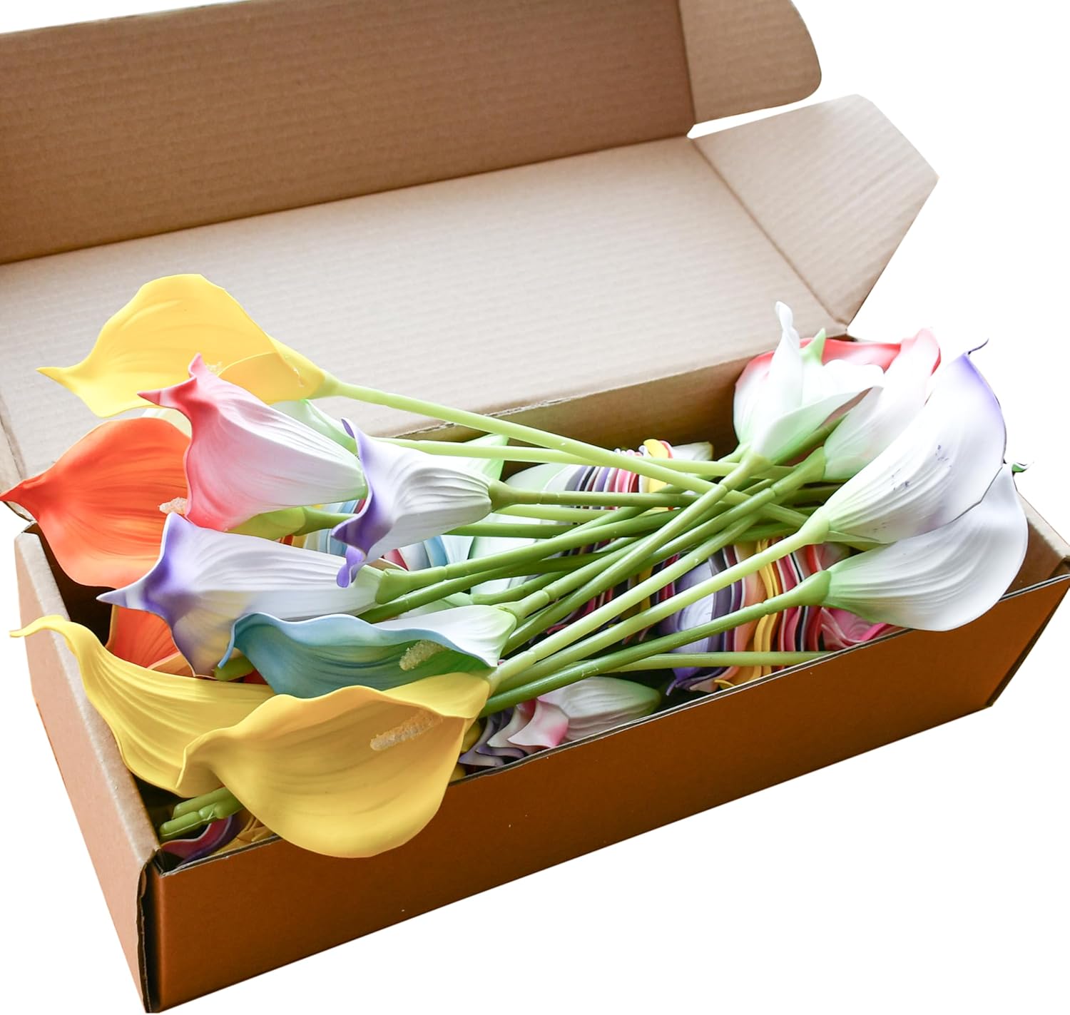 Amazon.com: Mandy's 120pcs Multicolor Flowers Artificial Calla Lily Silk Fake Flowers 13.5" for ...