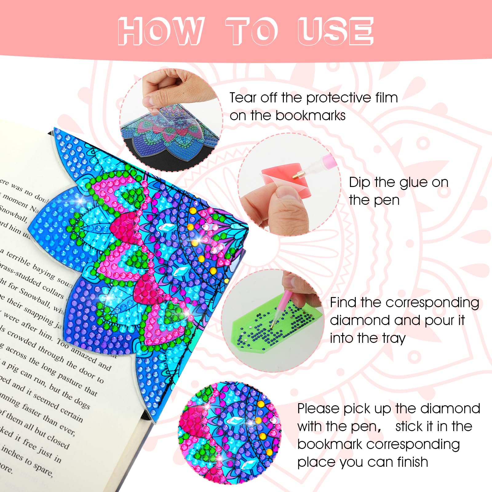 Sun Moon Crystal Bookmark Set 4-Pack Diamond Painting Bookmarks - Sun ...