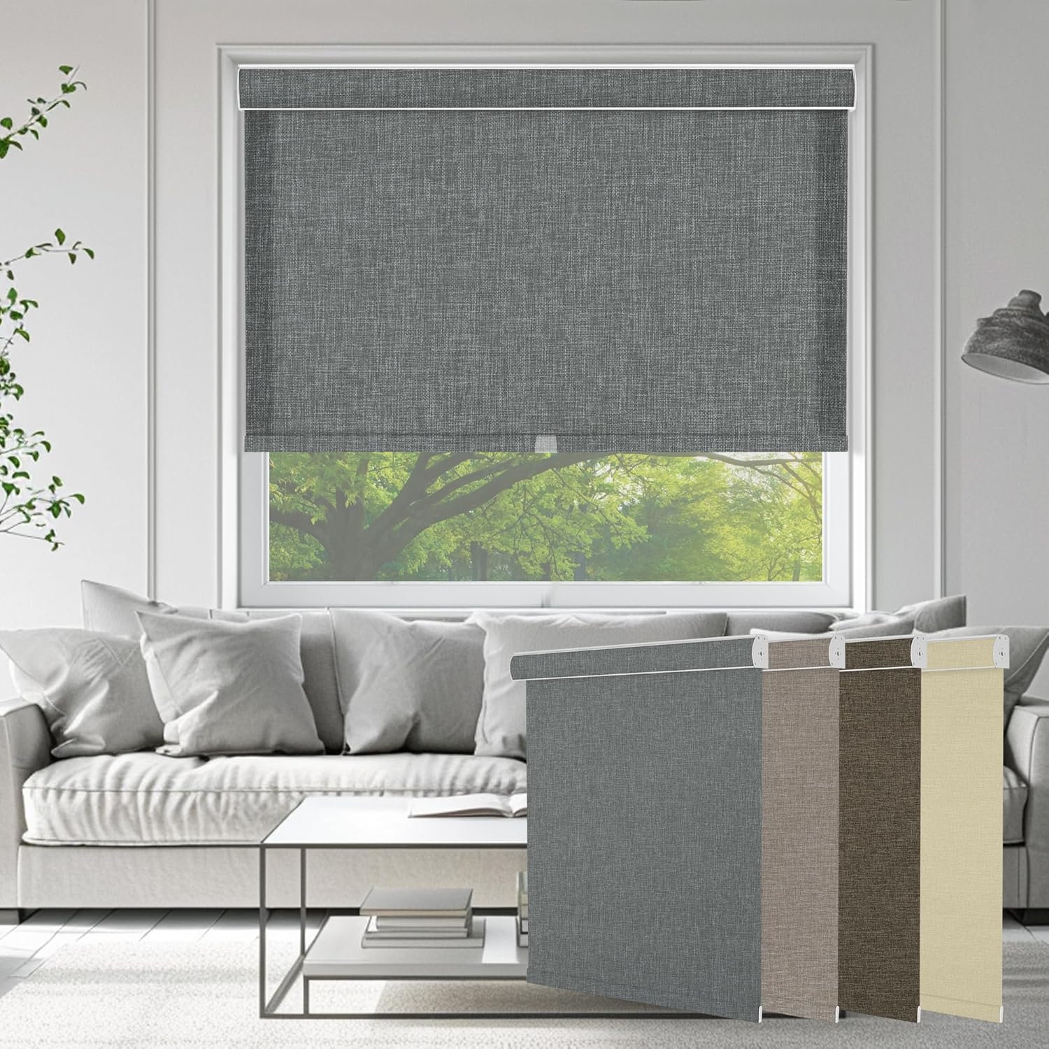 BERISSA 100% Light Filtering Pull Down Window Shades Blinds for Indoor ...