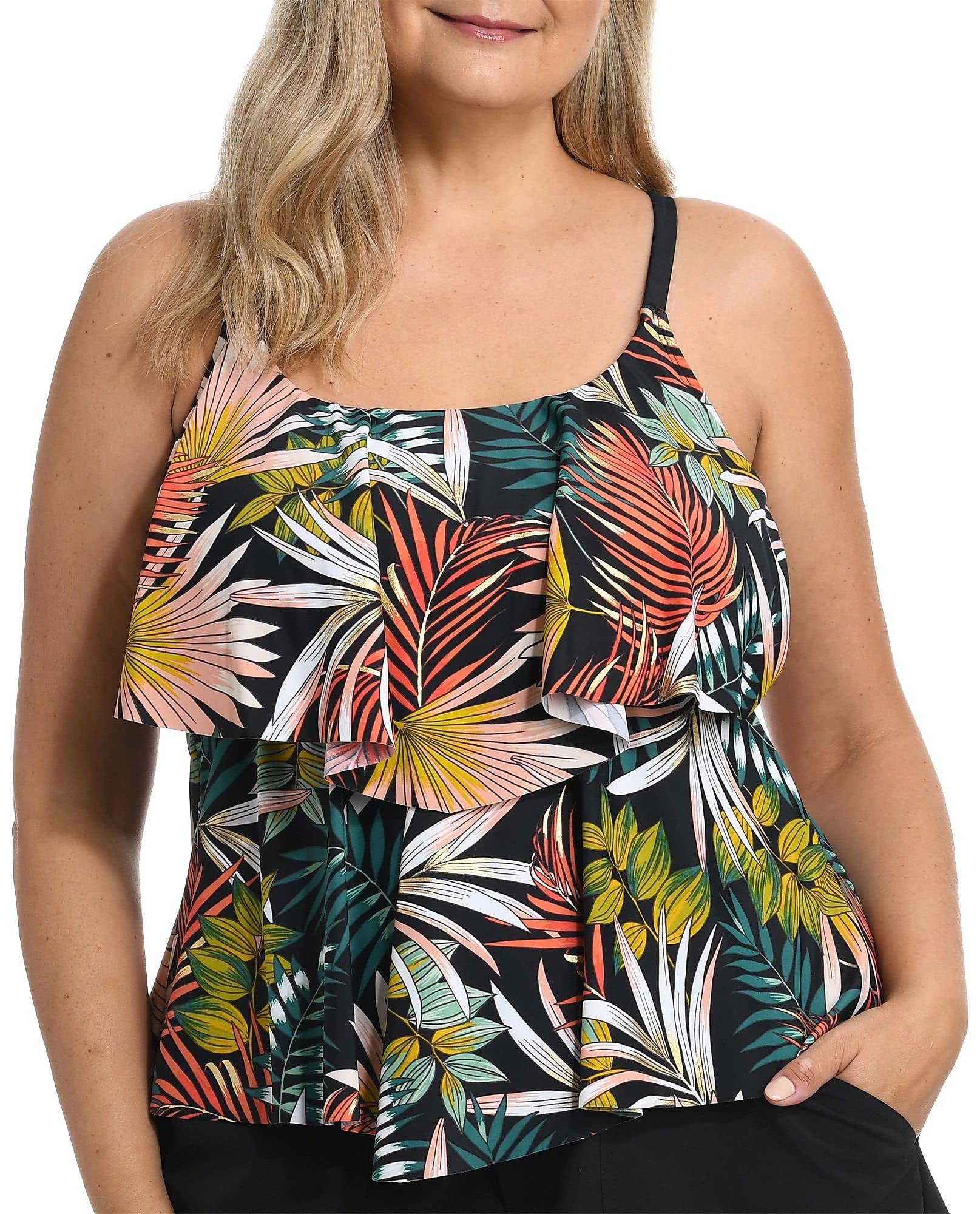 Snapklik.com : Maxine Of Hollywood Womens 2-Tiered Ruffle Tankini ...