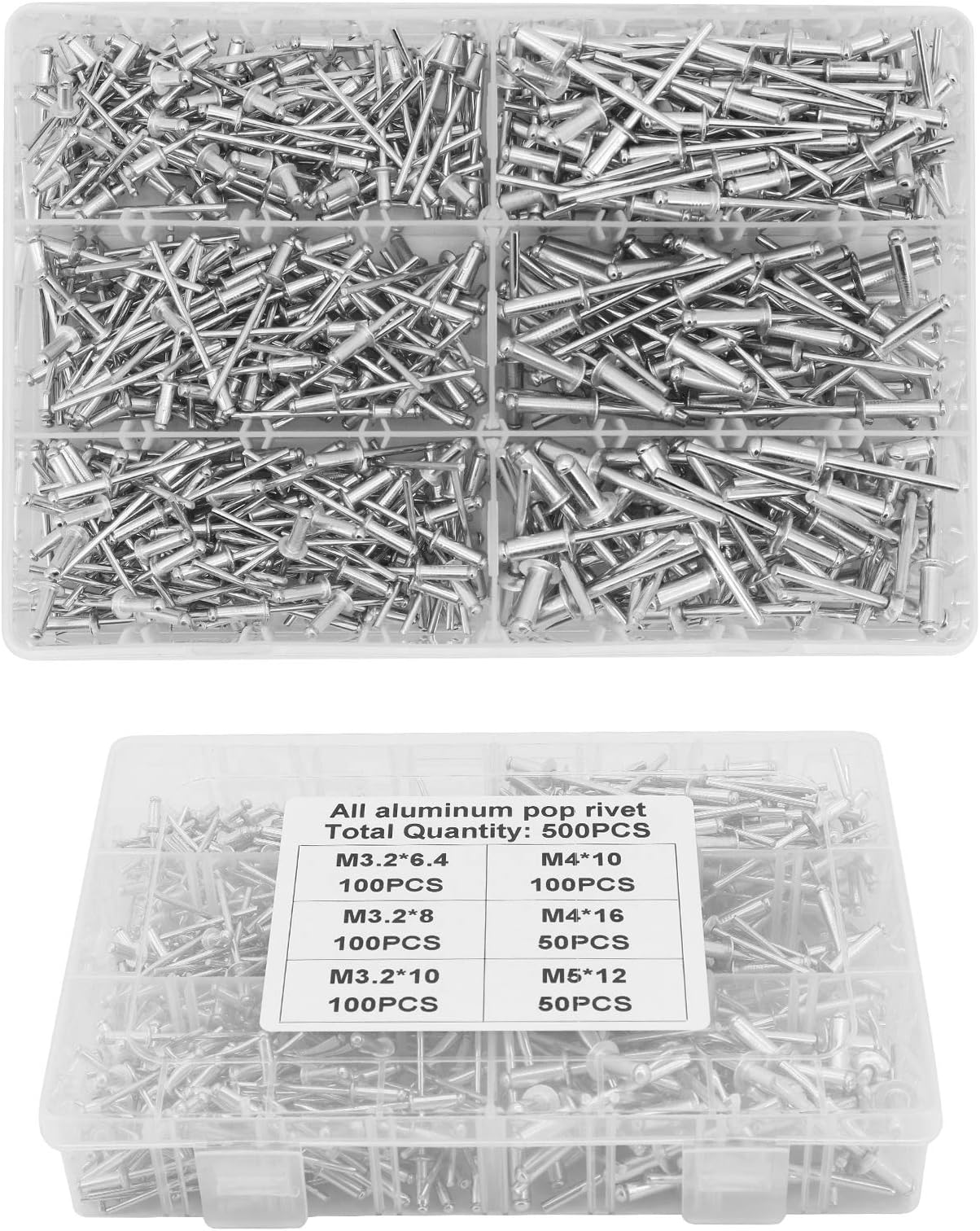 Voche® 1000 Pc Assorted 3.2mm Blind Rivet Set with Storage Box : Amazon ...