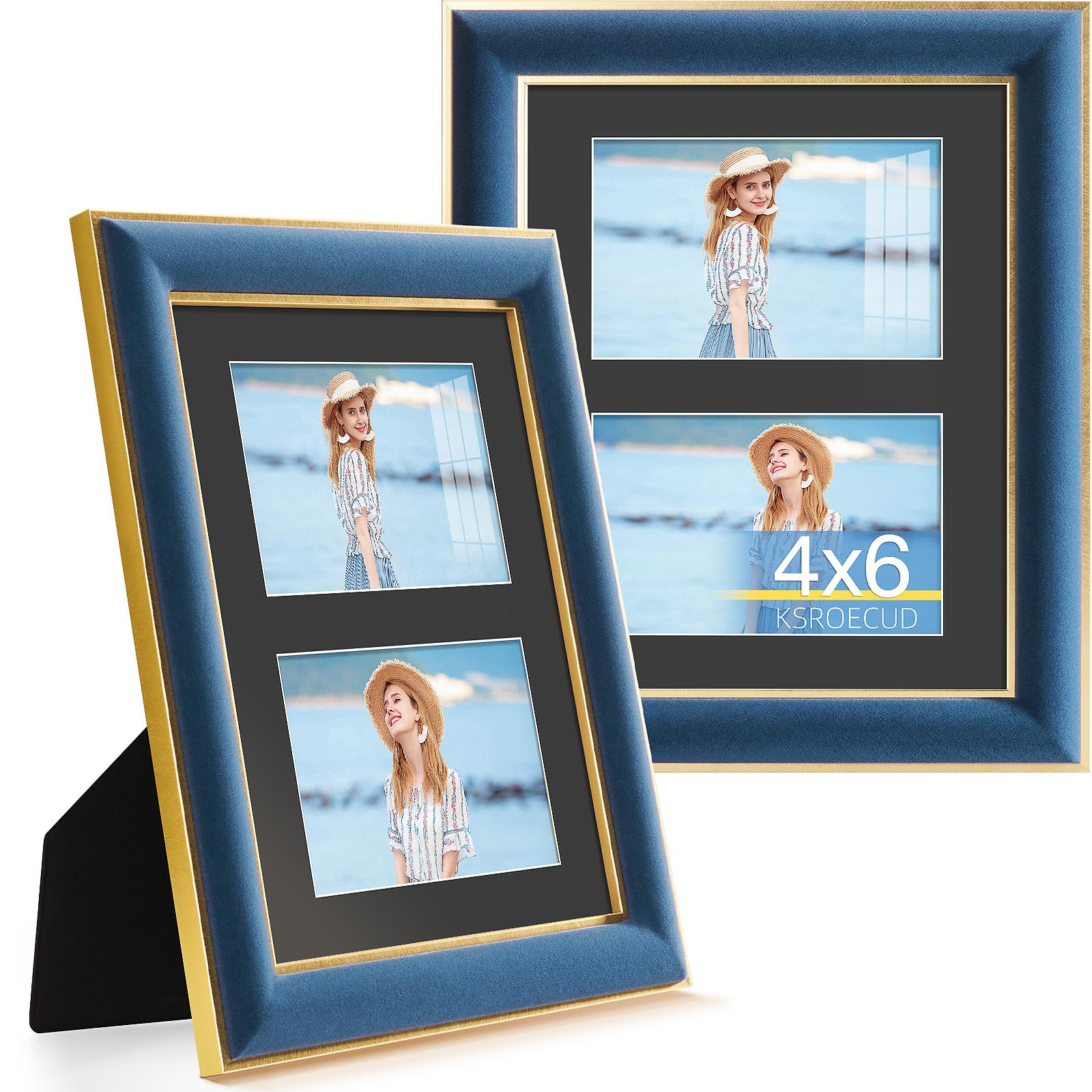 Amazon.com - KSROECUD 8x10 Velvet Picture Frame with 2 Opening 4x6 ...