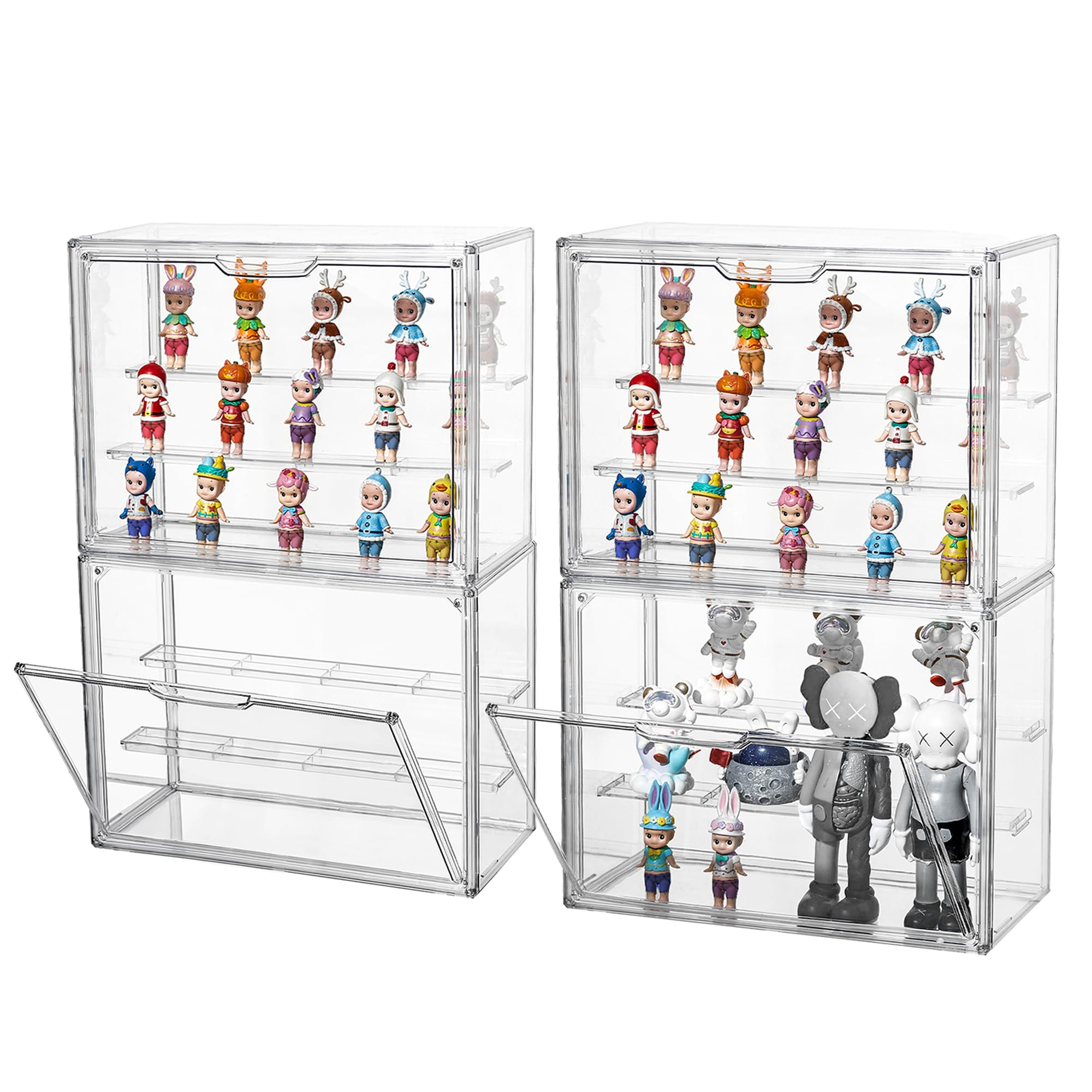 Buy 4 Pcs Clear Acrylic Display Case 3 Tier Display Shelf with 2 ...