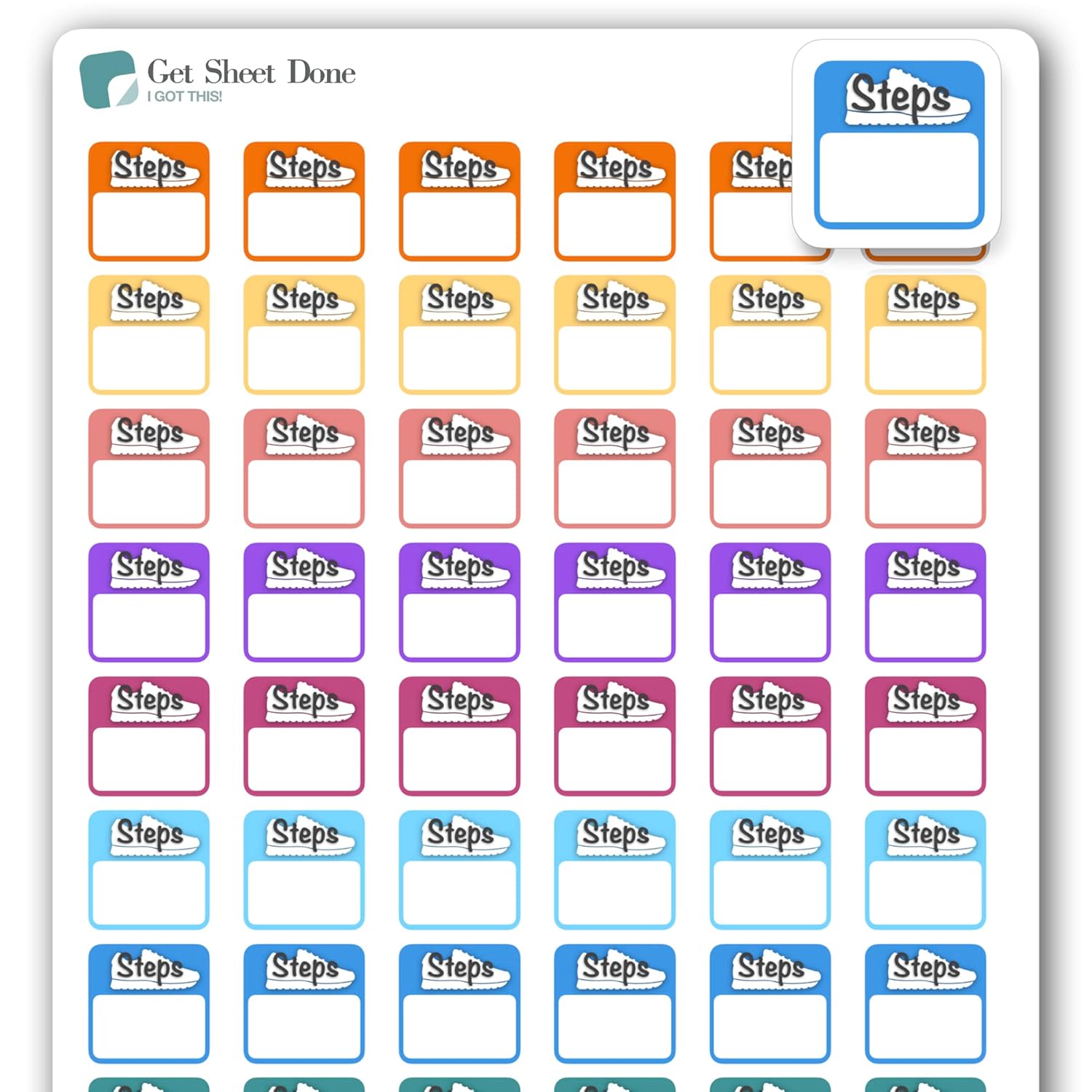 Amazon.com: Step Planner Tracker Stickers / 54 Write In Smudge Proof ...