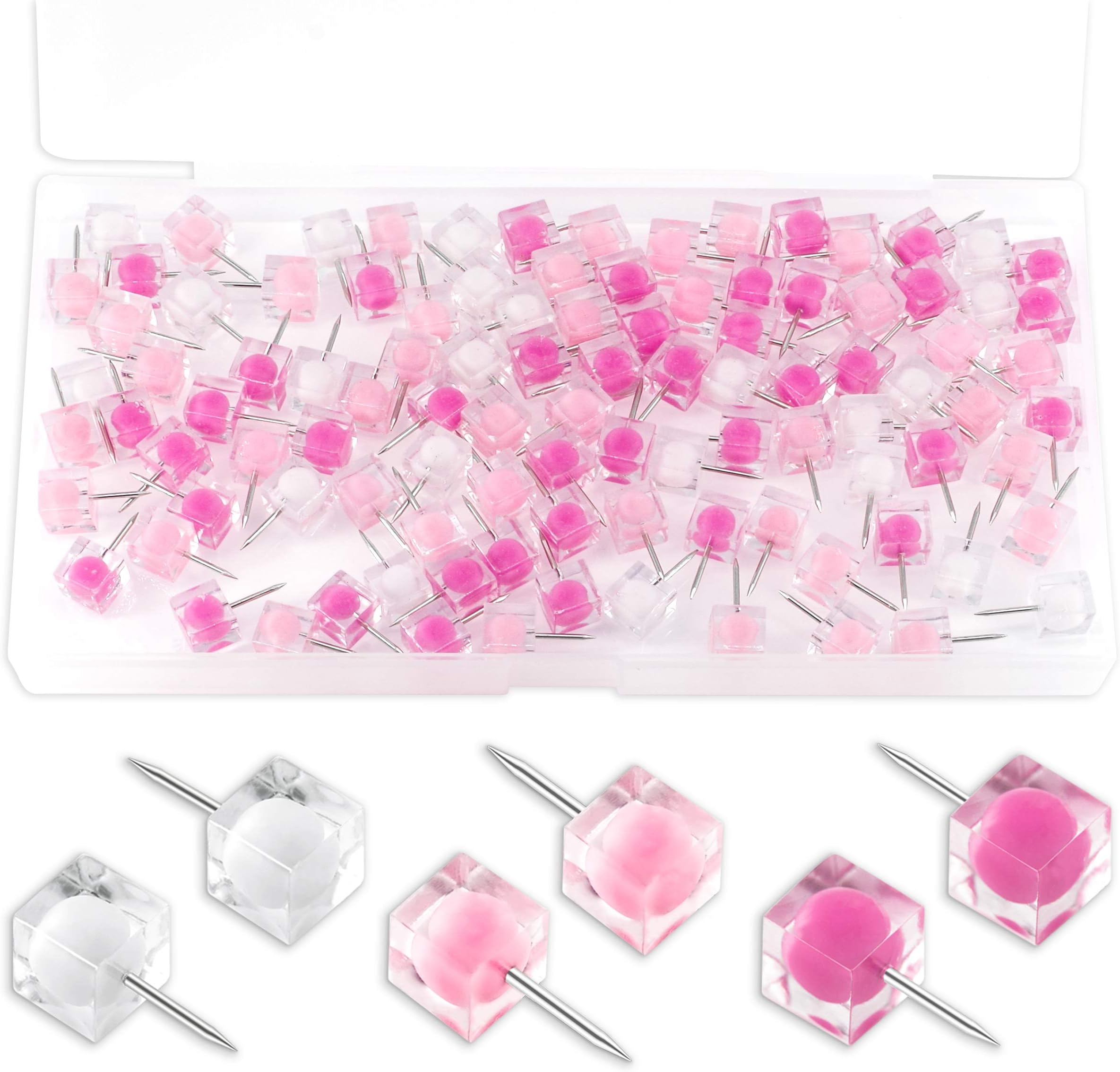 Amazon.com: 200 Pieces Pink Push Pins Thumb Tacks Cute Decorative Push ...
