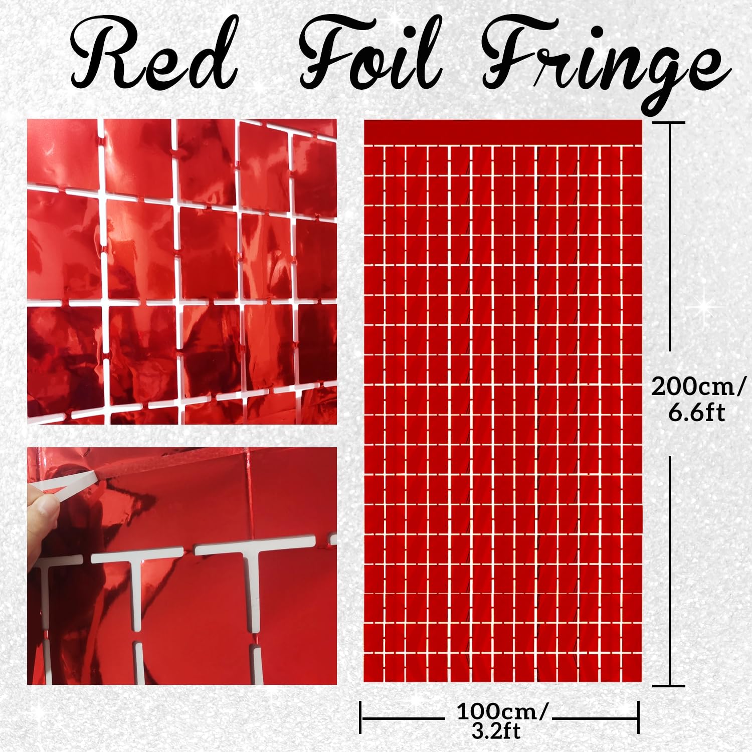 Snapklik.com : GOER Red Party Backdrop Metallic Tinsel Foil Fringe ...