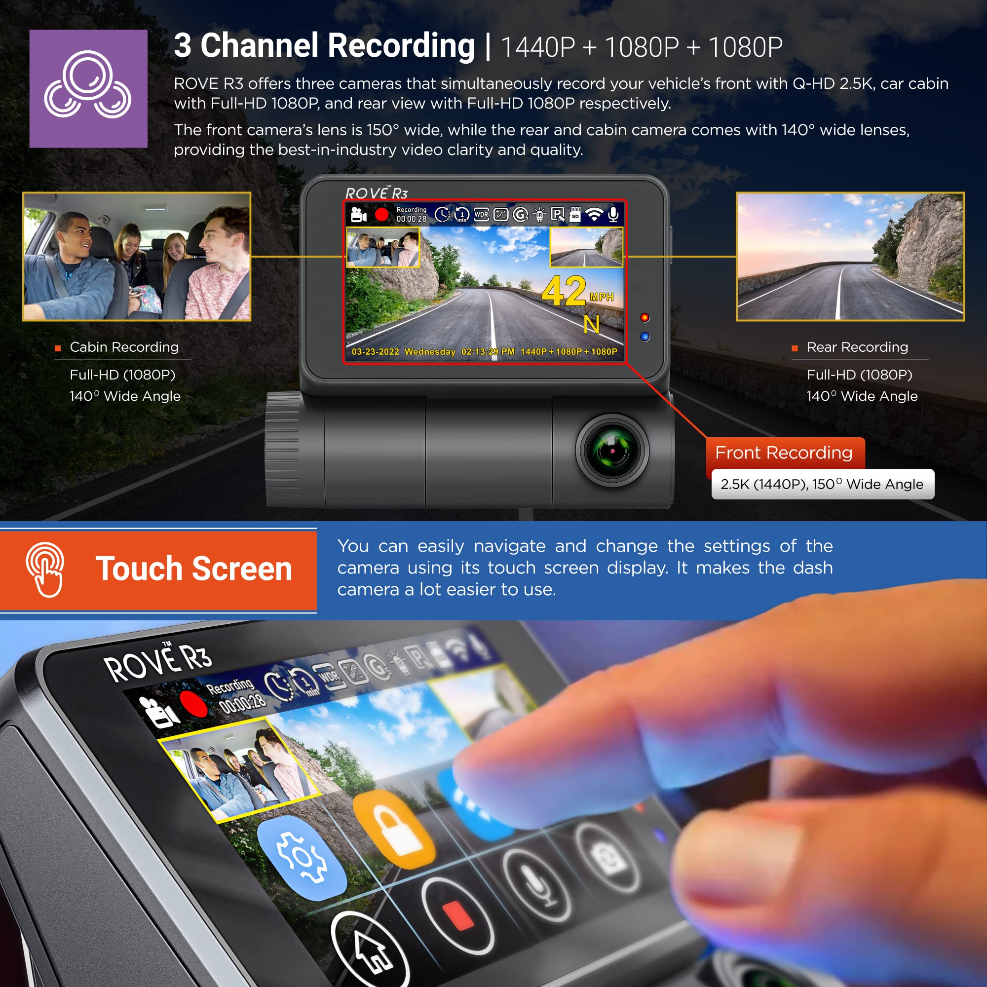 Rove R3 Dash Cam, 3” IPS Touc...B09WXX4DGM | Encarguelo.com