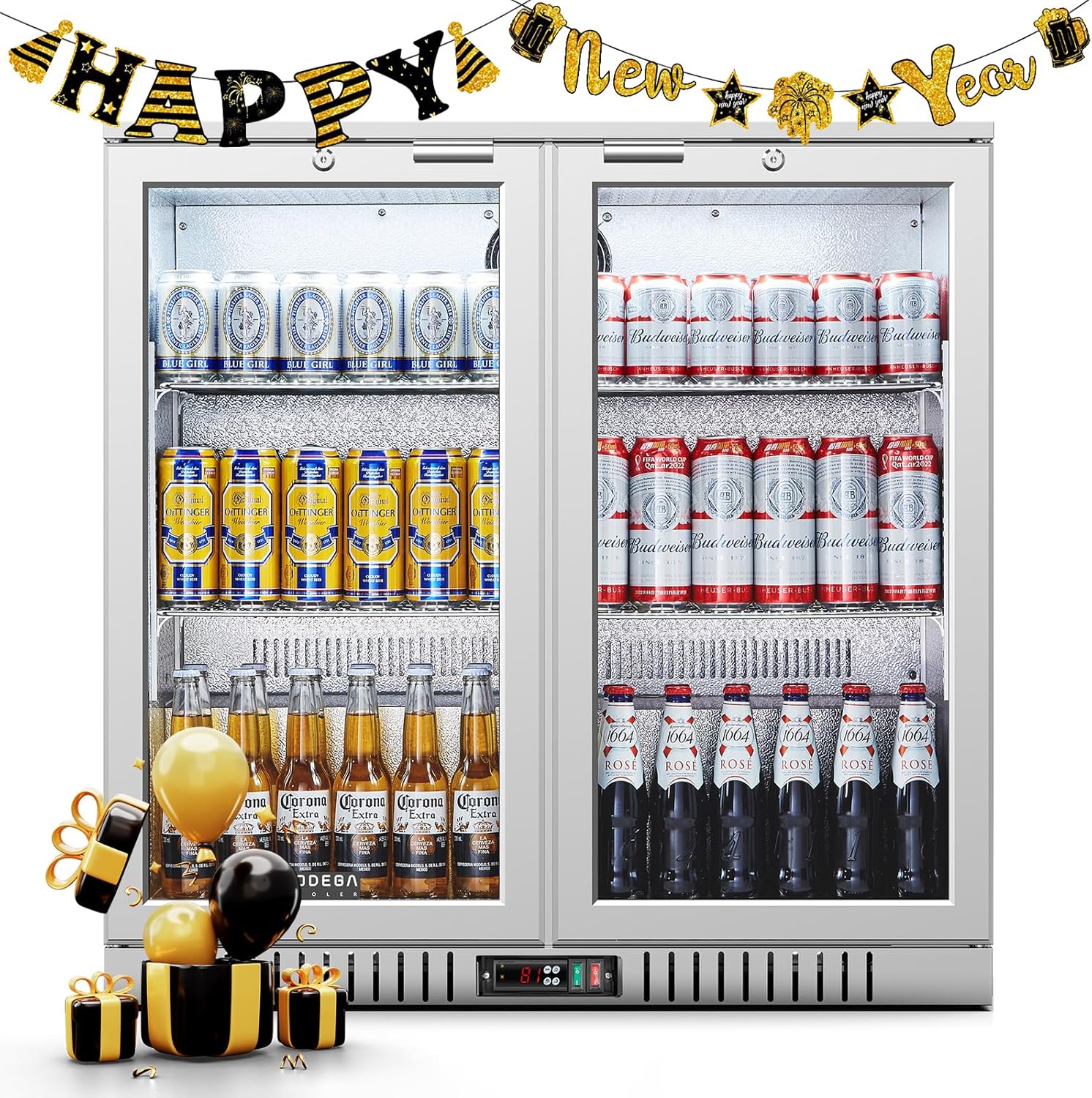 Amazon.com: BODEGACOOLER Back Bar Cooler With 2 Glass Doors,7.4 Cu.Ft ...