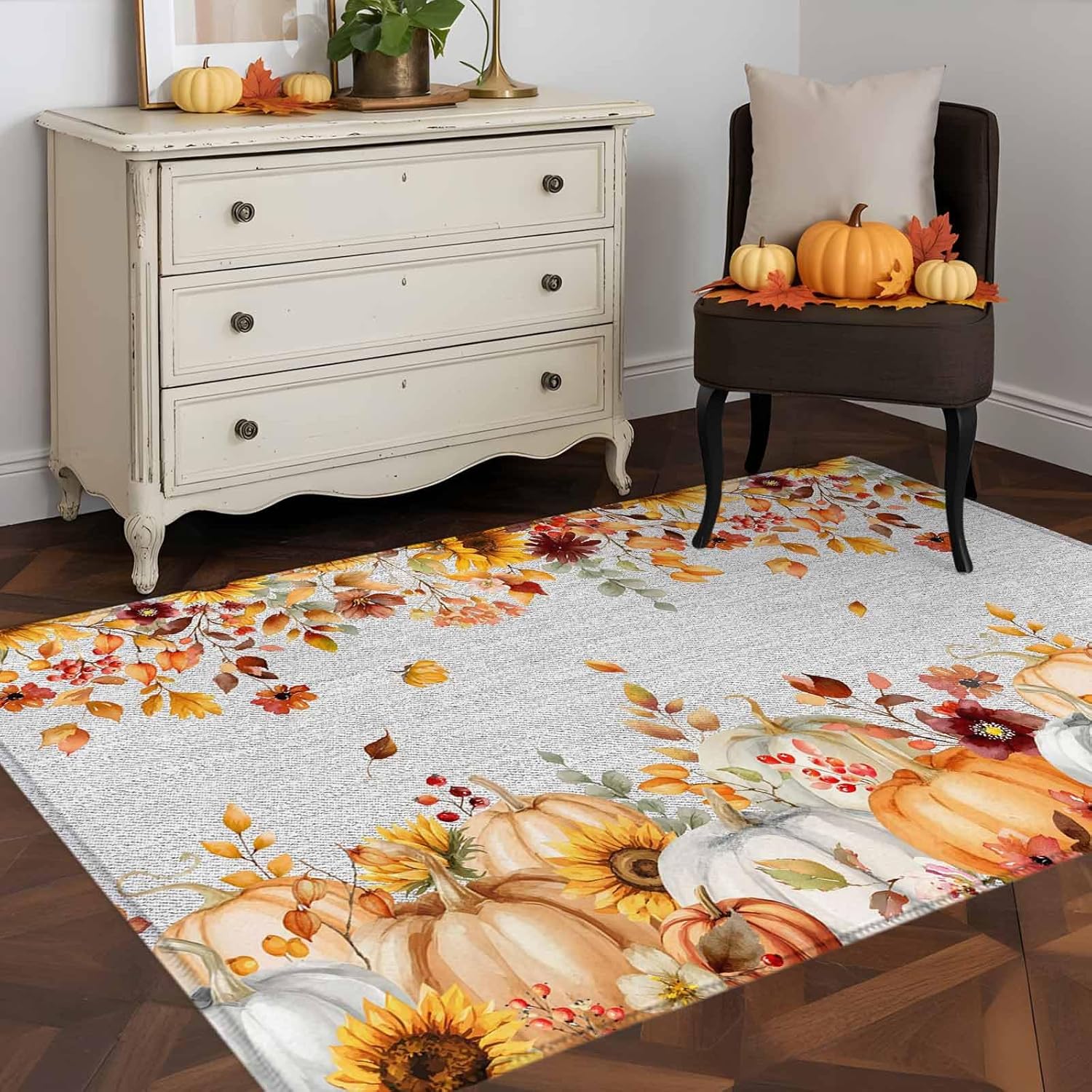 Amazon.com: DecorLovee Area Rugs 2.7'x5', Orange Fall Carpet for Living ...