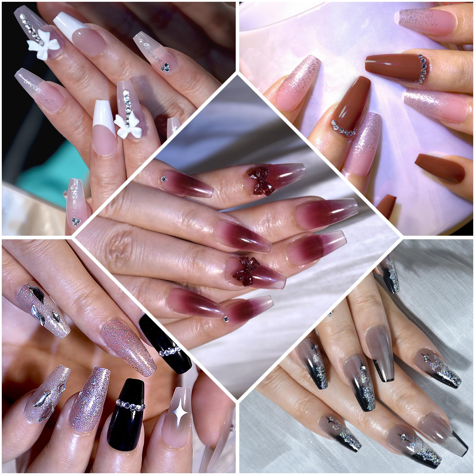 Amazon.com: EternalClassic Press on Nails Packs, Medium Coffin Fake ...