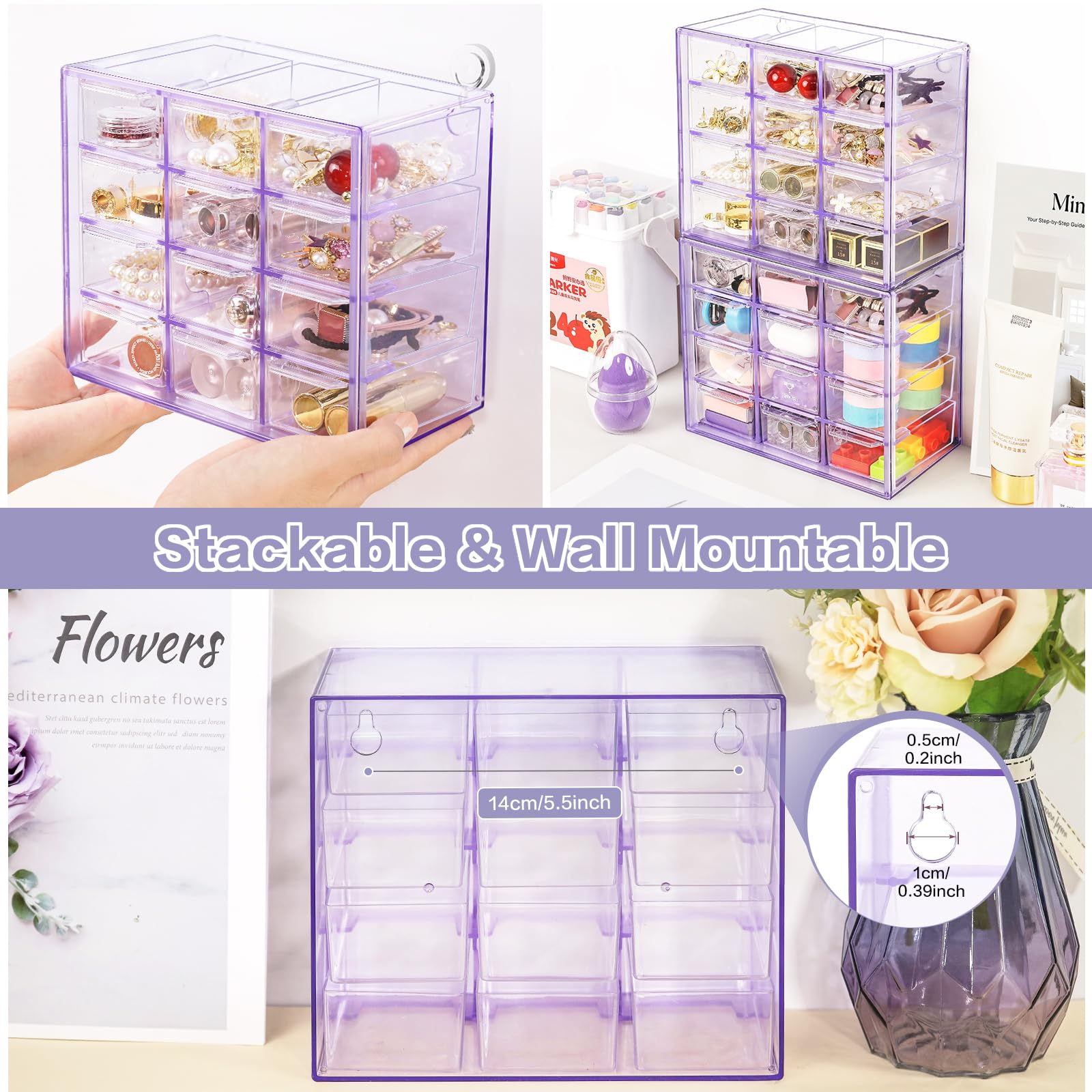 Transparent Drawer Box For Desk 12-Compartment Clear Plastic Desktop ...