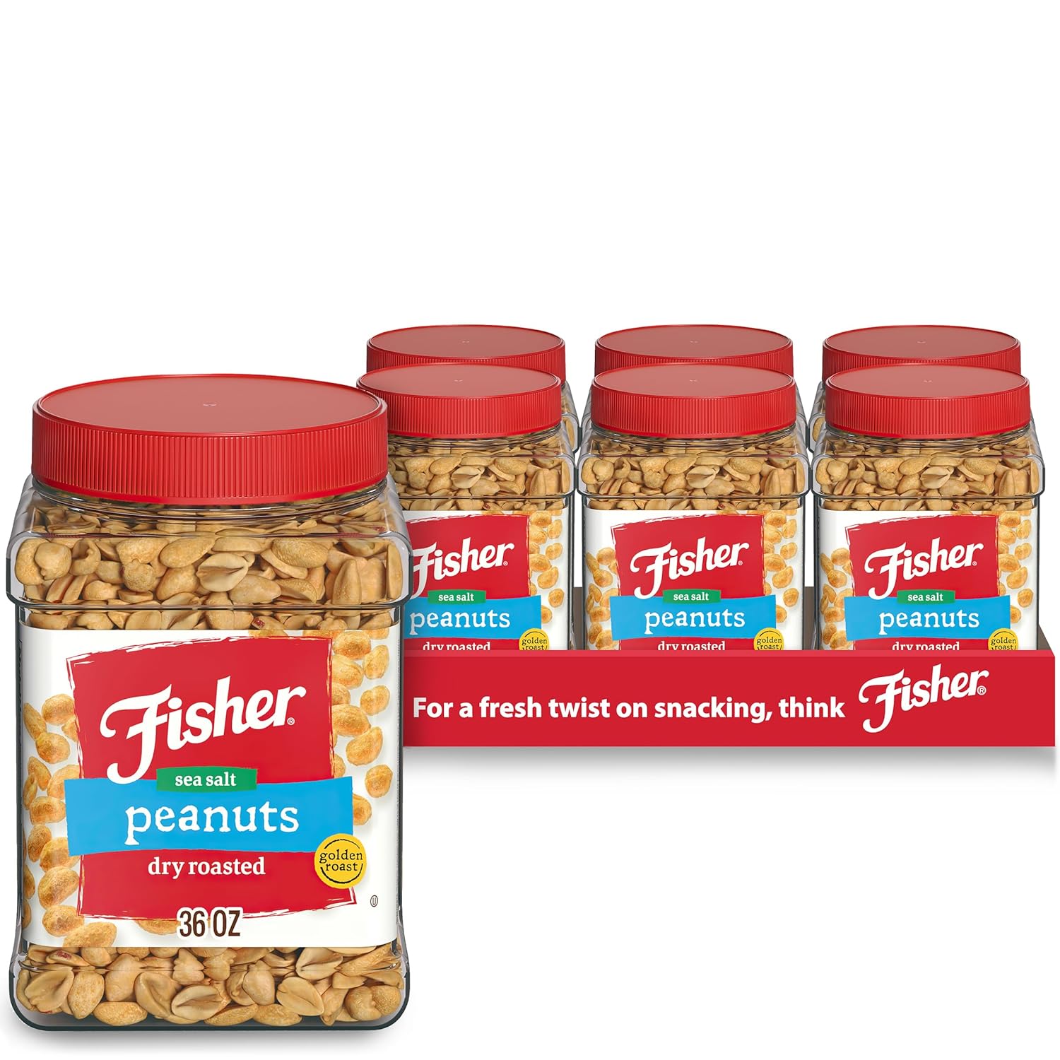 Amazon.com : Fisher Snack Sea Salt Dry Roasted Peanuts, 36 Ounces (Pack ...