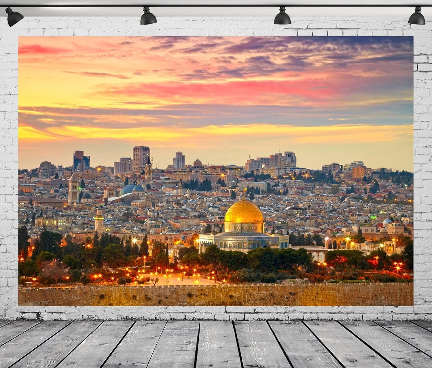 Amazon.com : BELECO 20x10ft Fabric Jerusalem Old City at Sunset ...