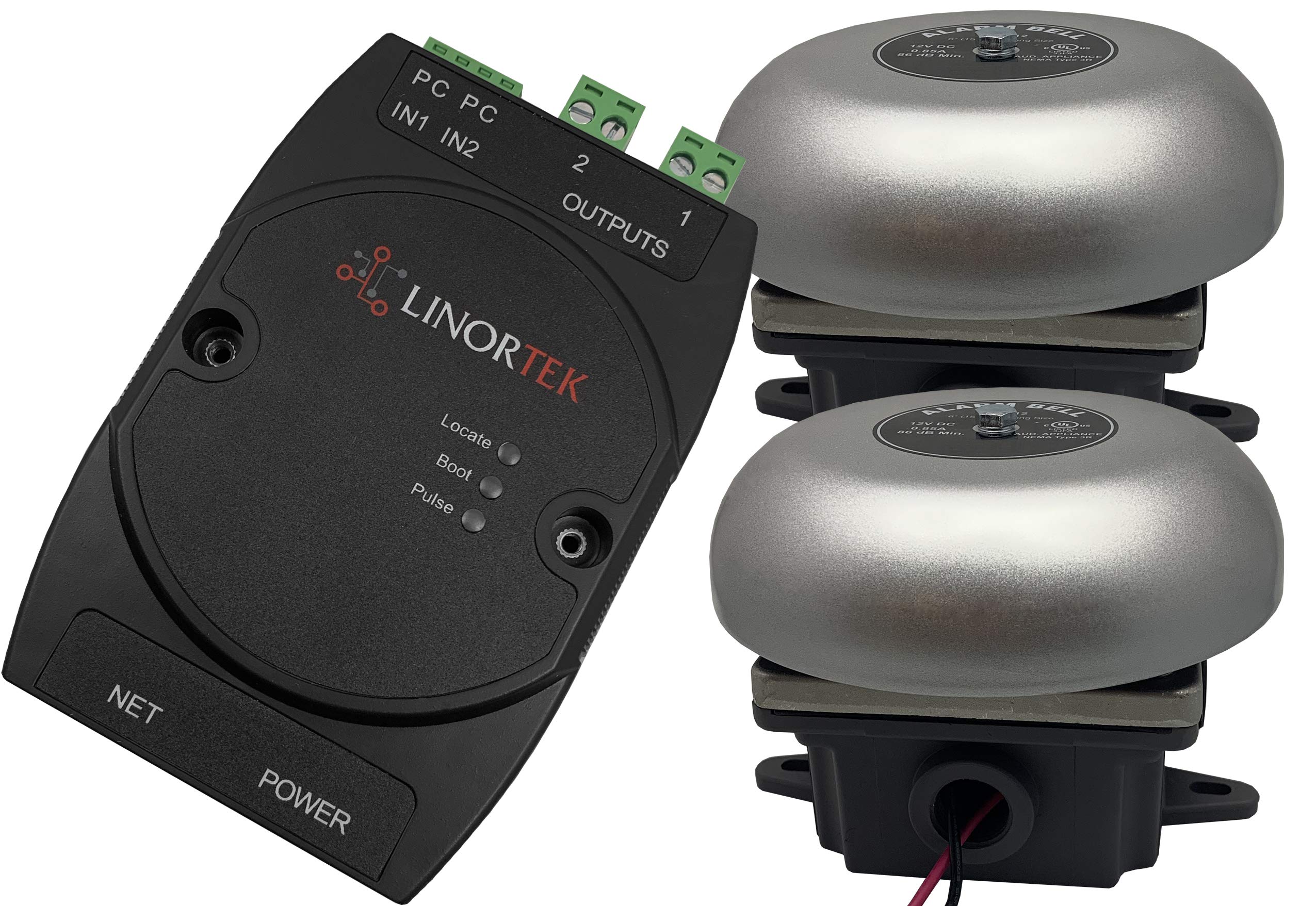 Buy Linortek Netbell-2-2Bel TCP/IP Network Bell Controller with Two 6-inch Alarm Bells for ...