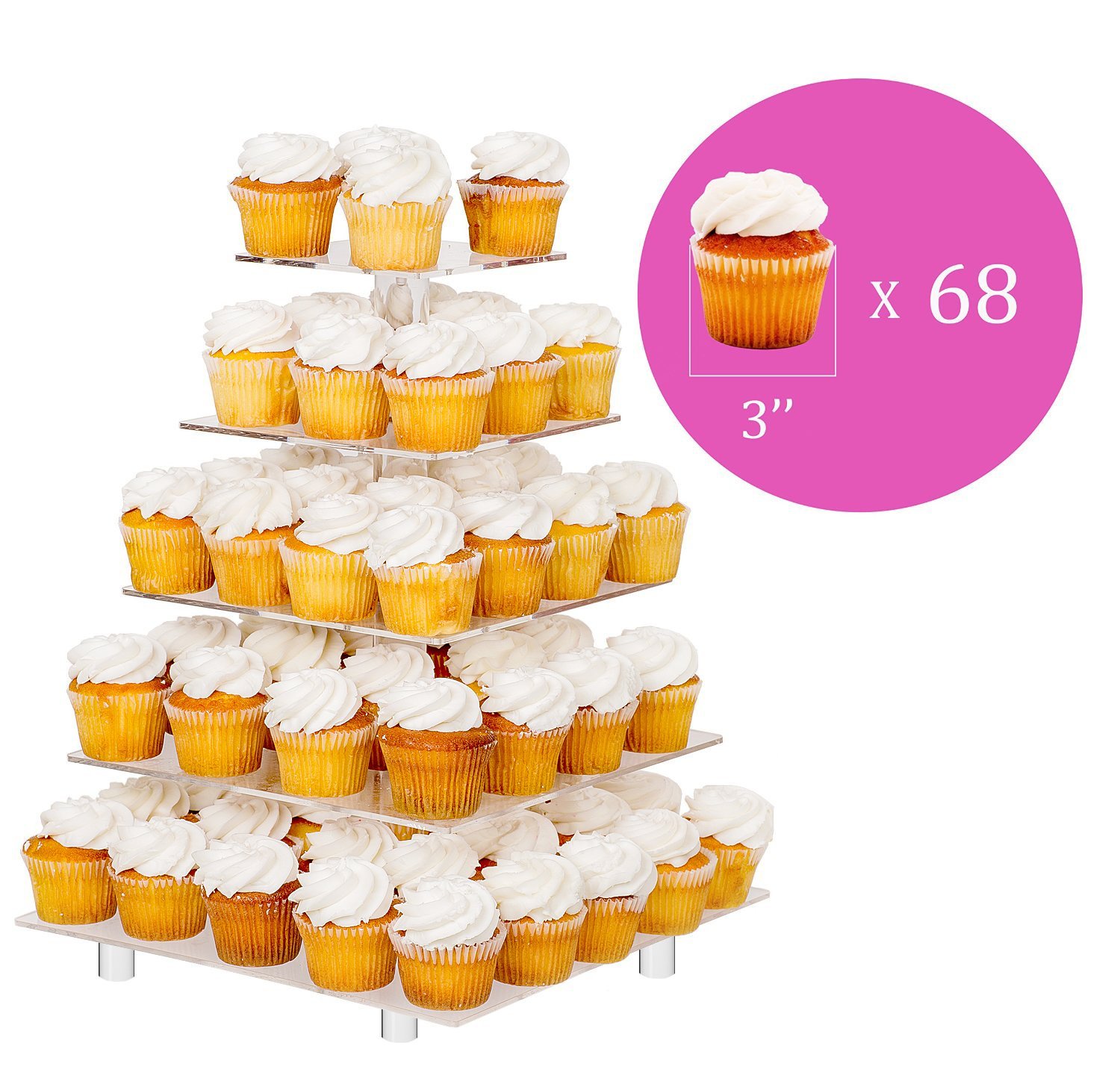 Snapklik.com : Jusalpha 5 Tier Wedding Event Square Acrylic Cupcake ...