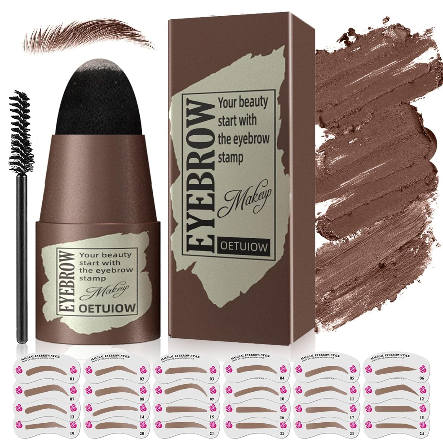 Amazon.com: Eyebrow Stamp Stencil Kit - 1 Step Brow Stamp Kit Long ...