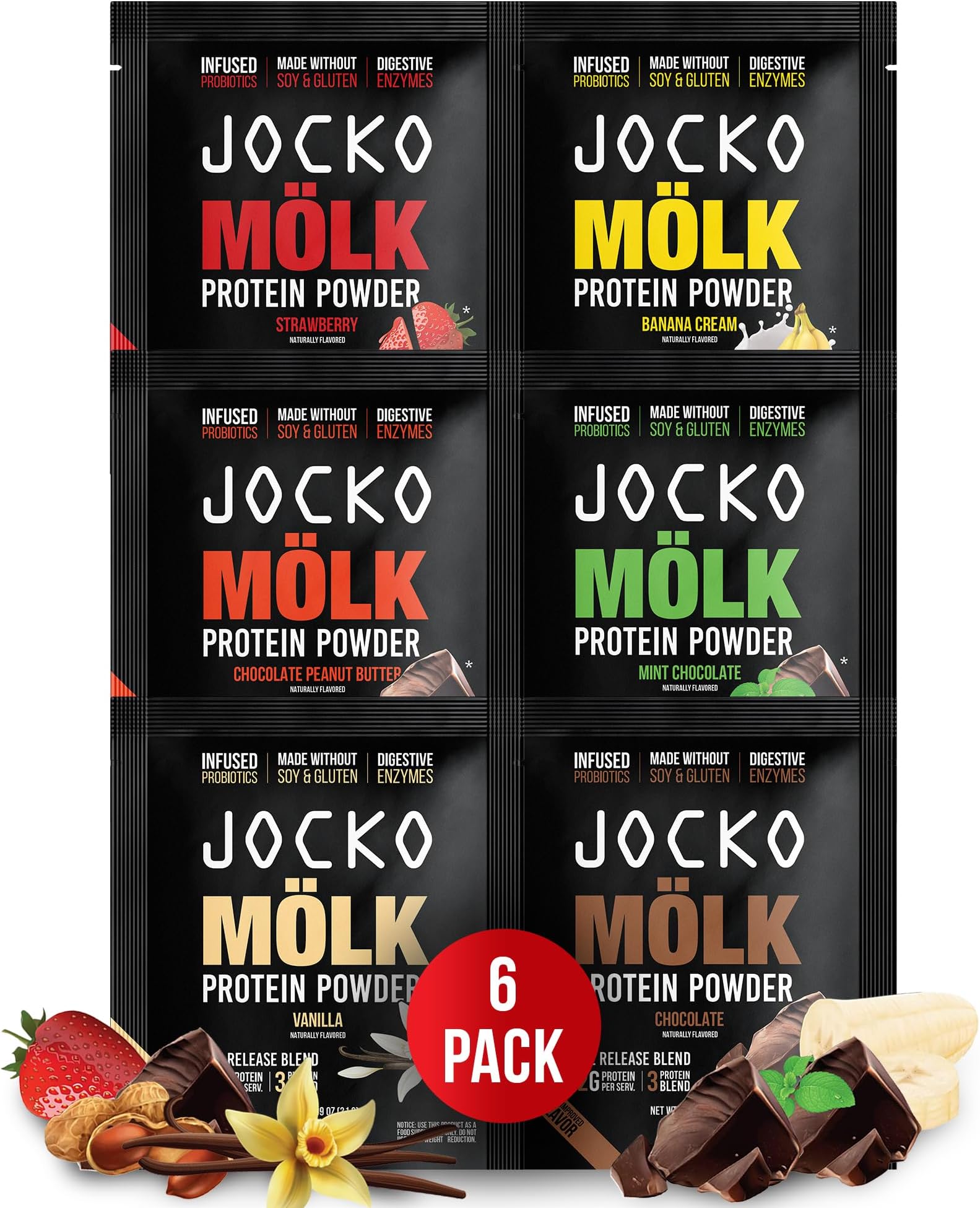 Amazon.com: Jocko Fuel Whey Protein Powder Sampler Variety Pack, 6-1.2 ...
