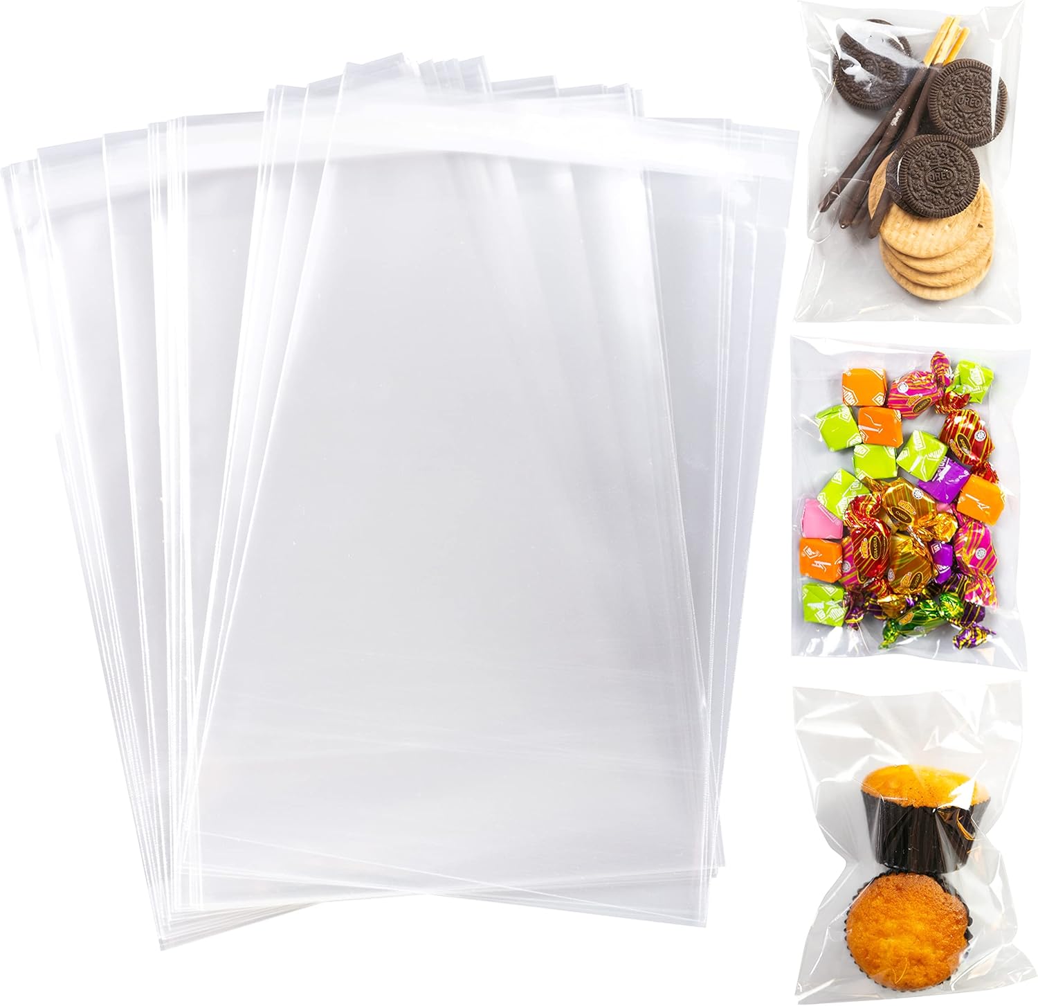 Milro Self Seal Clear Cellophane Bags Pack of 50 (5 x 7 Inches) Food ...
