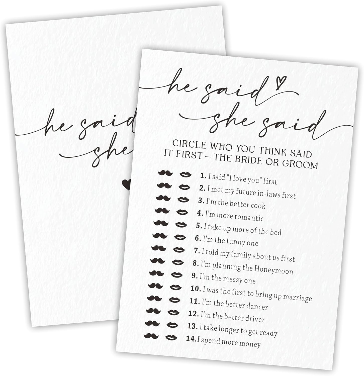 Amazon.com: Nuckxy Bridal Shower Game Cards - He Said She Said - 30 Pcs ...