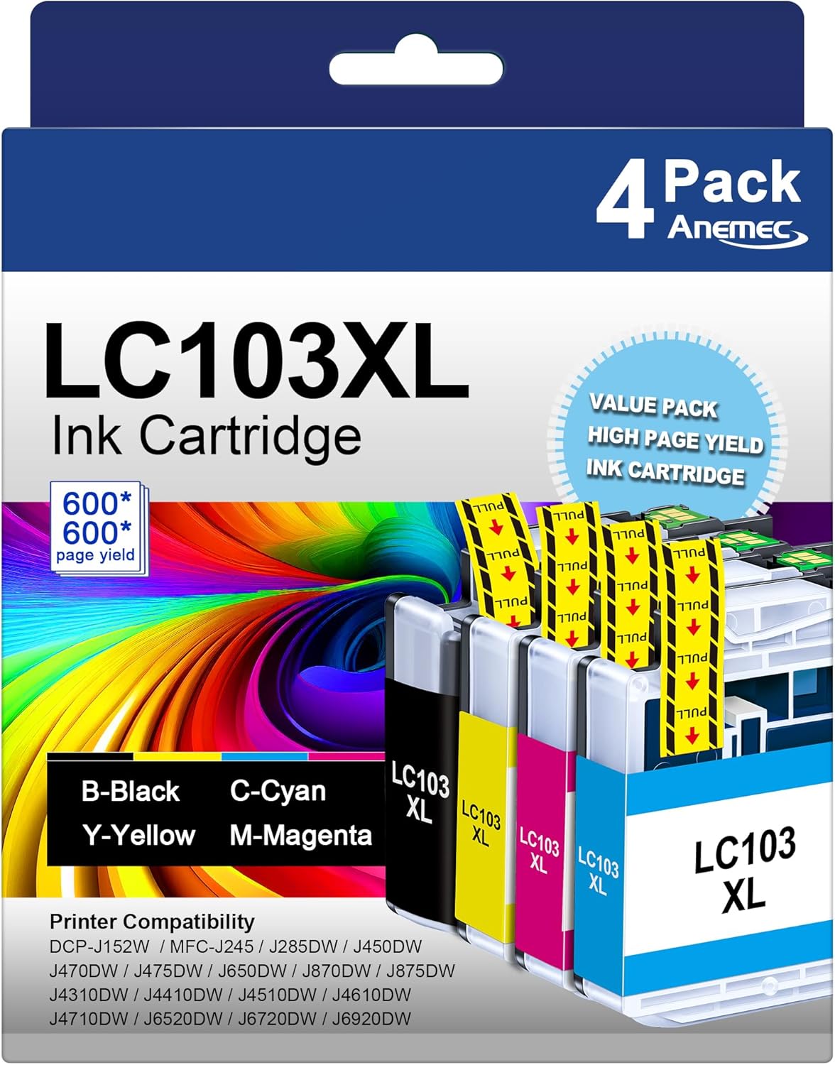 Amazon.com: Anemec LC103 LC103XL Ink Cartridges Replacement for Brother LC 103 101 XL LC101 Work ...