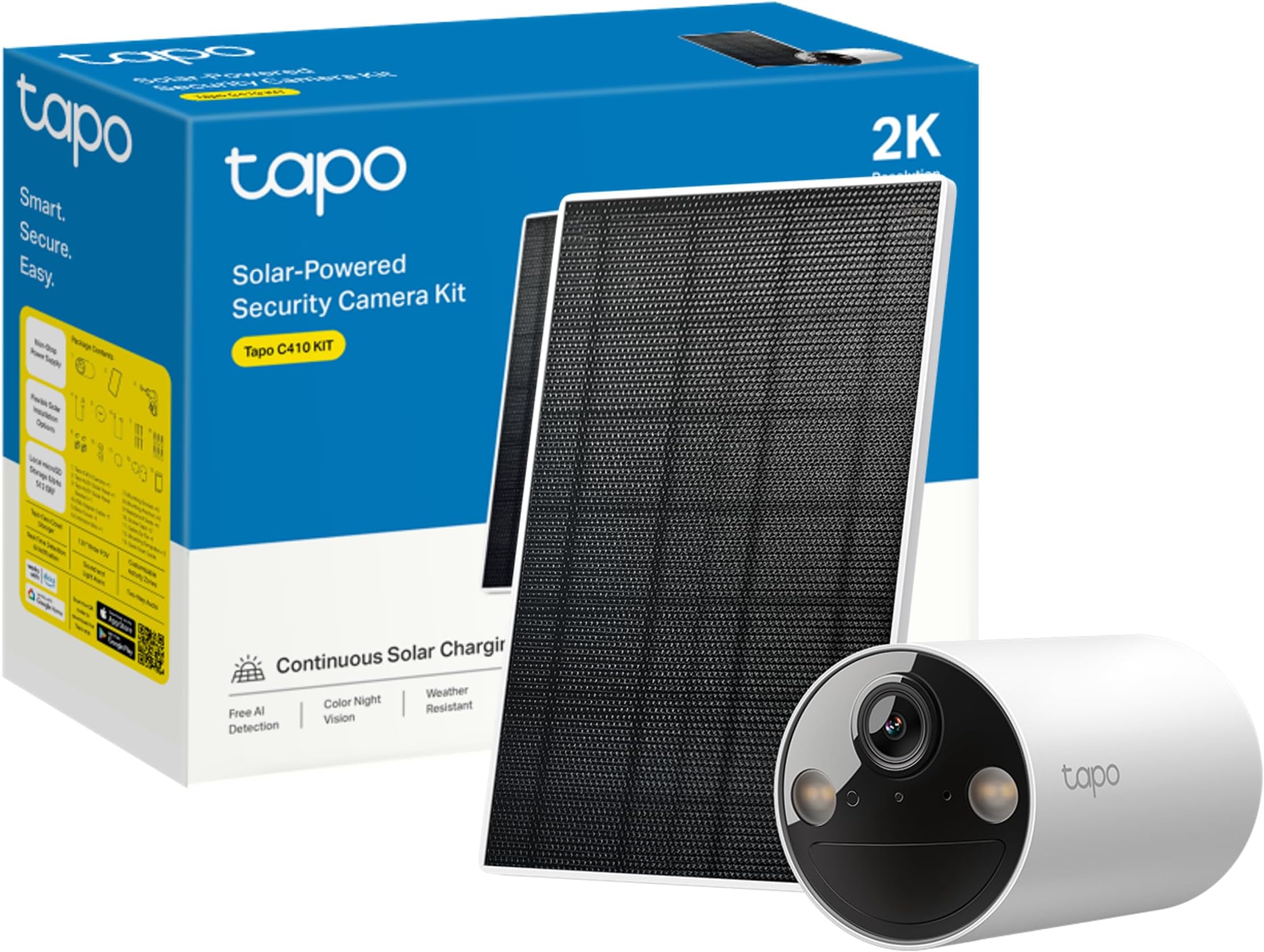 Tapo C410 KIT Solar Surveillance Camera Outdoor Battery, 2K 3MP, Colour ...