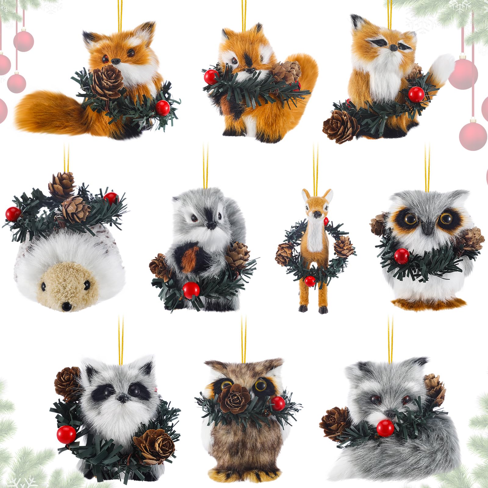 Amazon.com: ShinyRelief 10 Pcs Woodland Animal Christmas Ornaments ...
