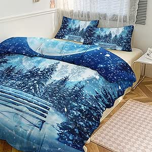 Amazon.com: GDSCCLGX Winter Night Landscape Comforter Cover Sets 3 ...