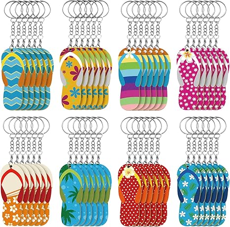 Amazon.com: Teenyyou 48 Pcs Flip Flop Keychains Wooden Flip Flop Key ...