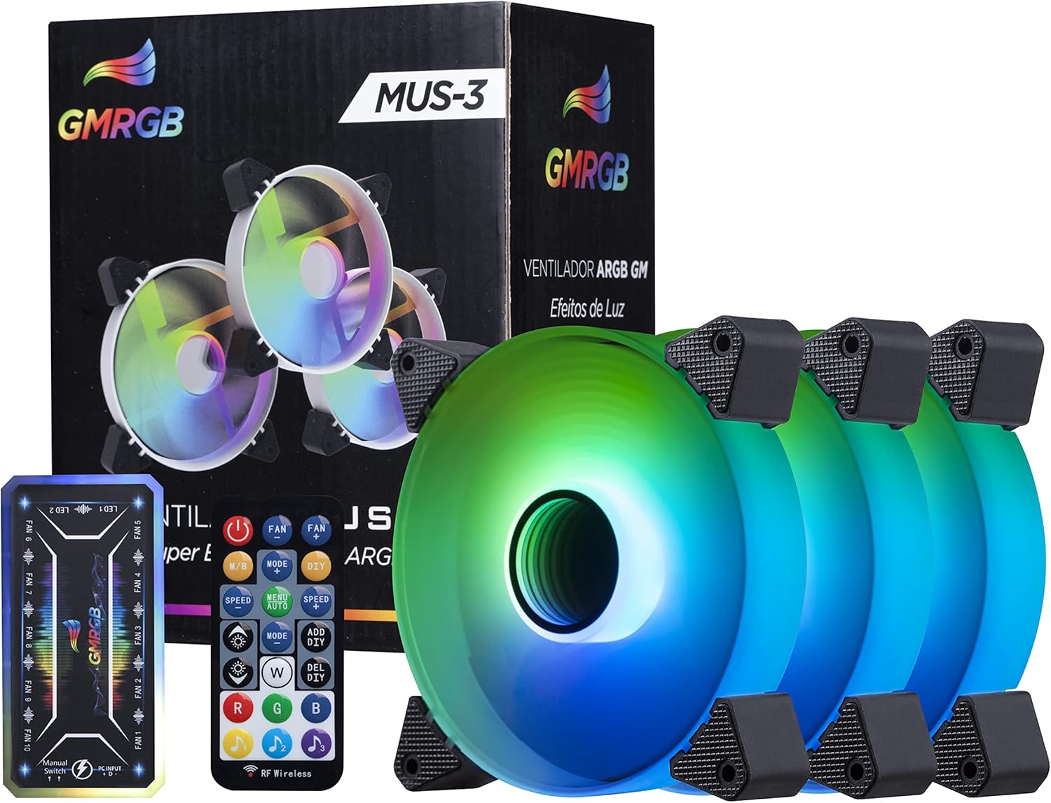 Kit com 3 Fans RGB Fan 120mm Coler Para Processador Com iluminação RGB ...