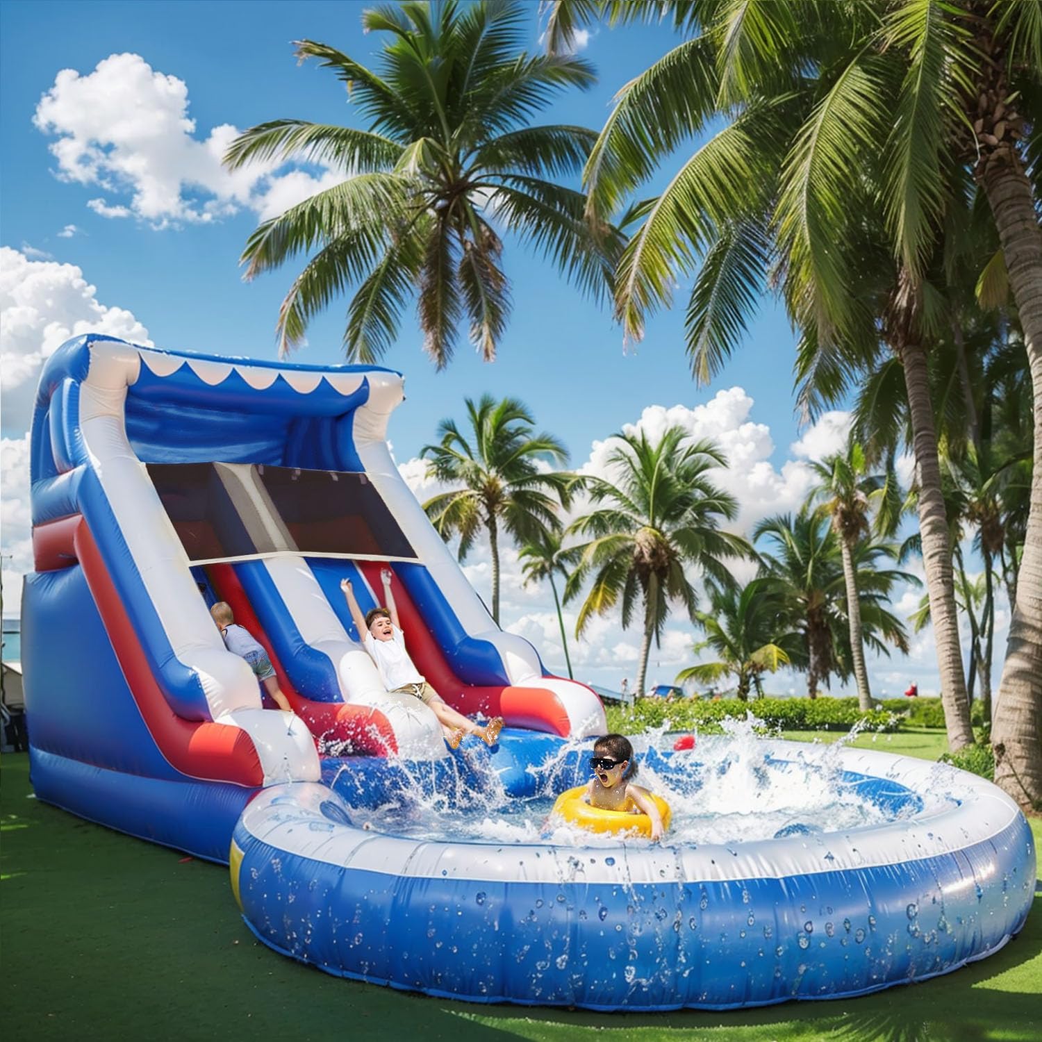 Amazon.com: Inflatable Water Slide for Kids Adults 24FT, Commercial PVC ...