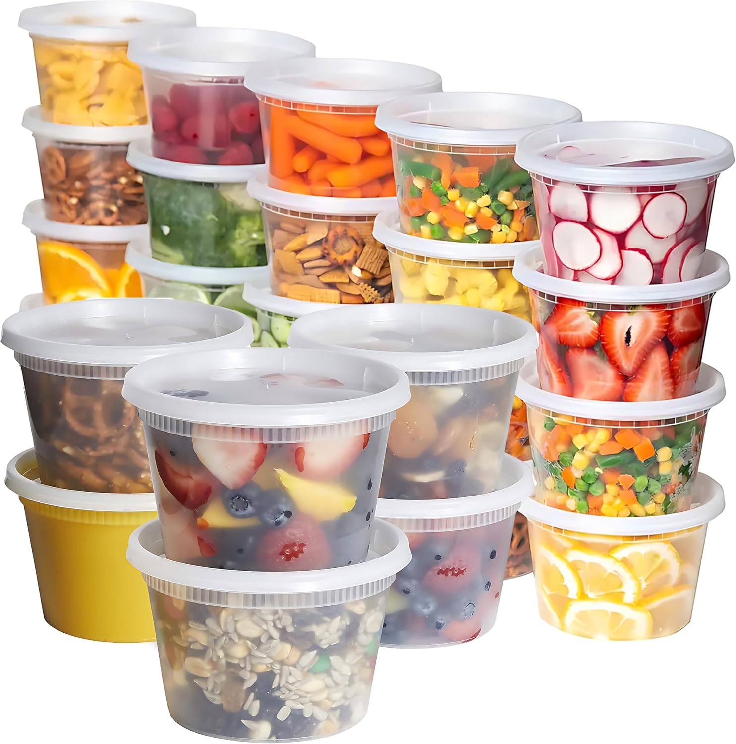 Amazon.com: Pokanic Food Storage Containers [60 Set] 16 oz Plastic Deli ...