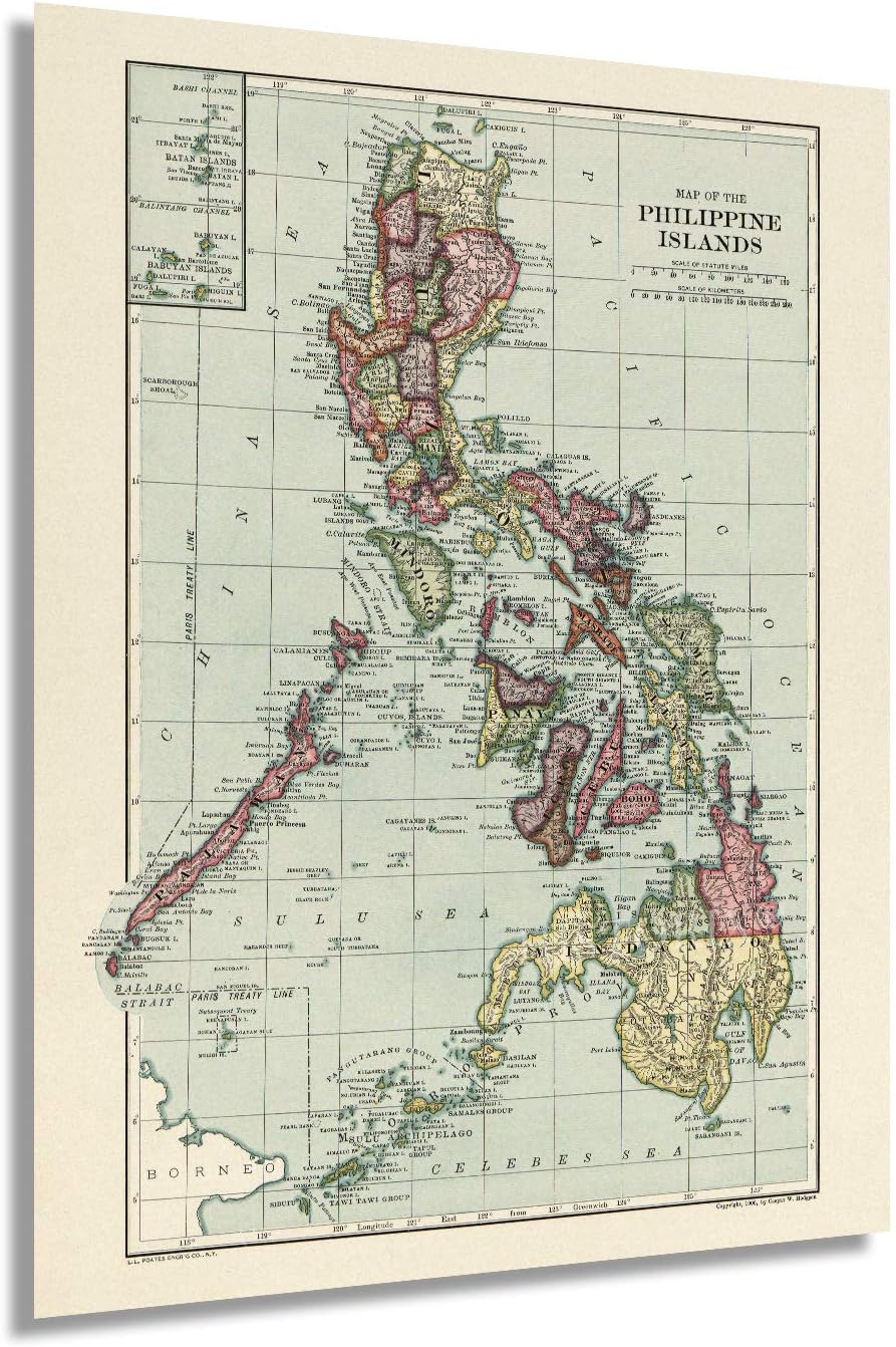 Amazon.com: HISTORIX Vintage 1906 Philippines Map - 18x24 Inch Wall Art ...