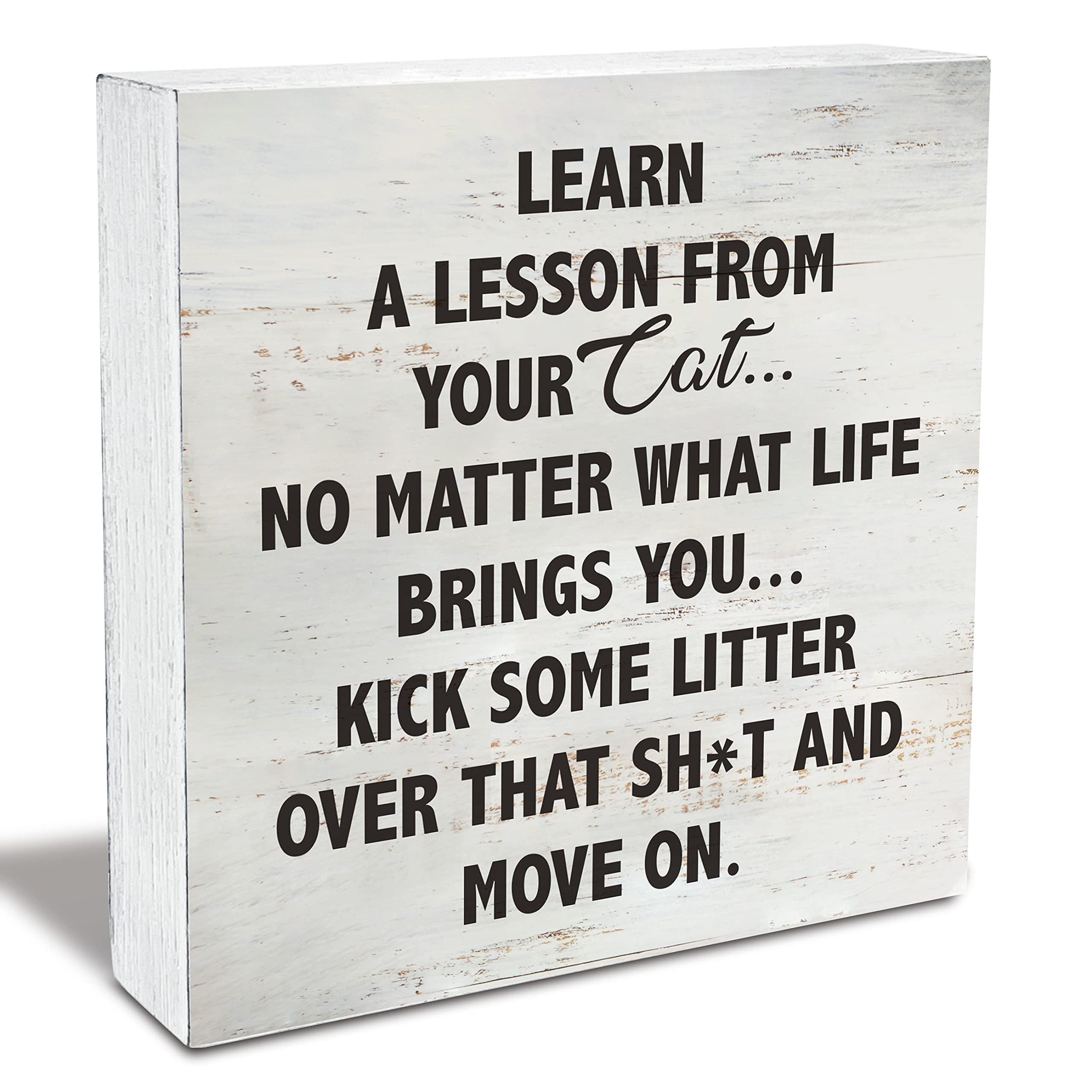 Amazon.com: Cat Quote Learn a Lesson from Your Cat Wood Box Sign Rusitc ...