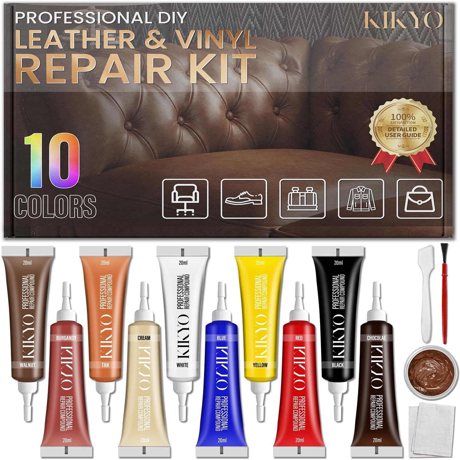 Amazon.com: KIKYO Leather Repair Kit for Furniture, DIY Color Match ...