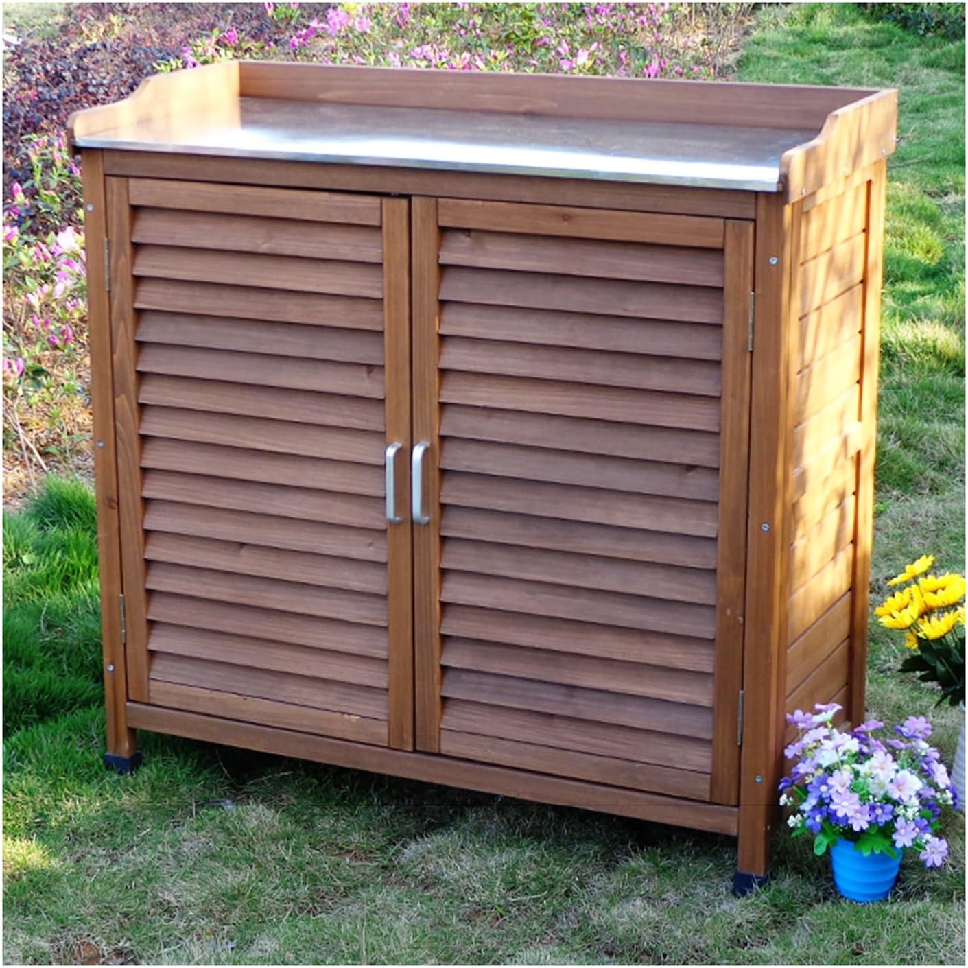 Amazon.com: Outdoor Wooden Garden Cabinet - Sunproof and Waterproof ...