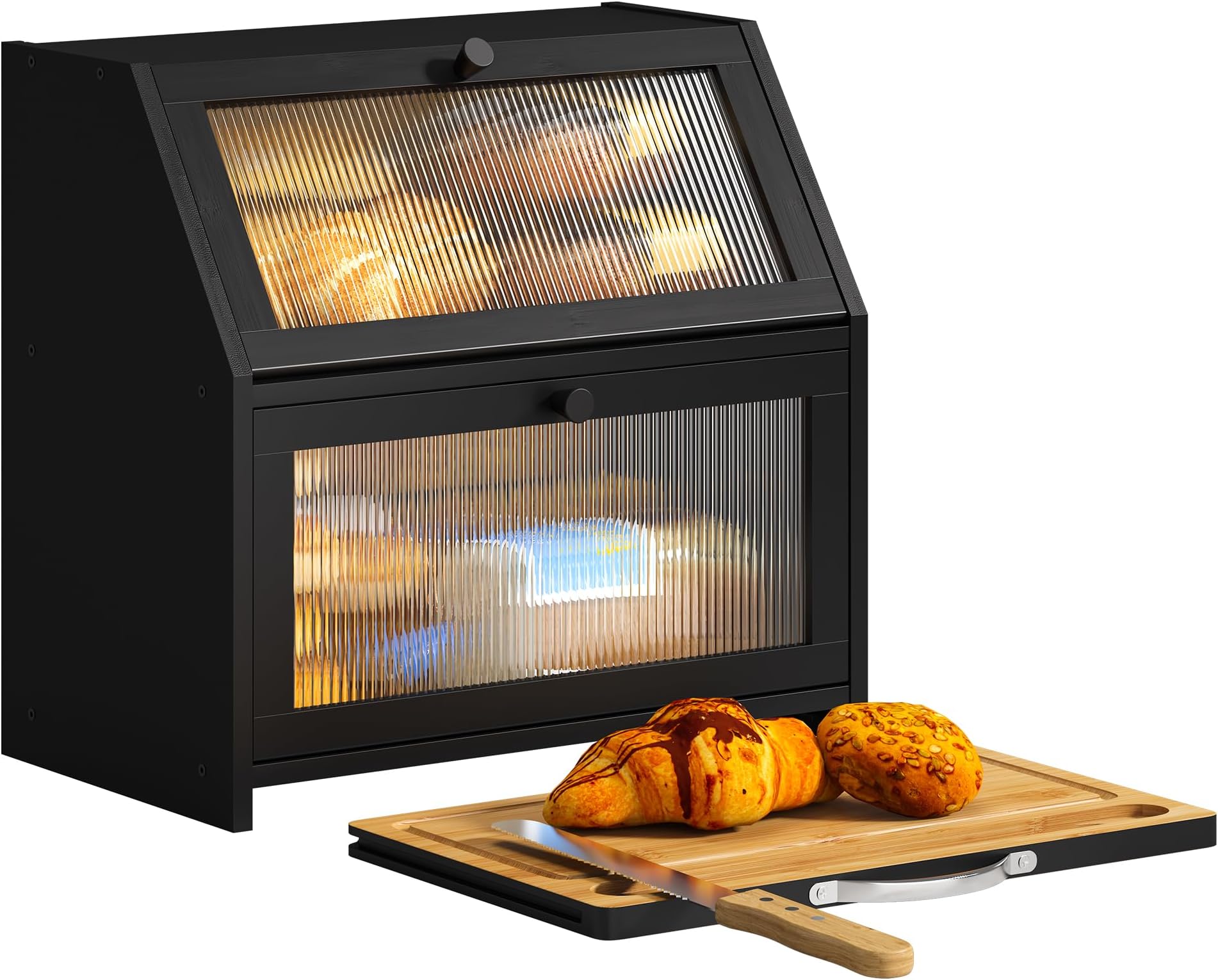 Amazon.com: SNTD Bread Box for Kitchen Countertop Bamboo Bread ...